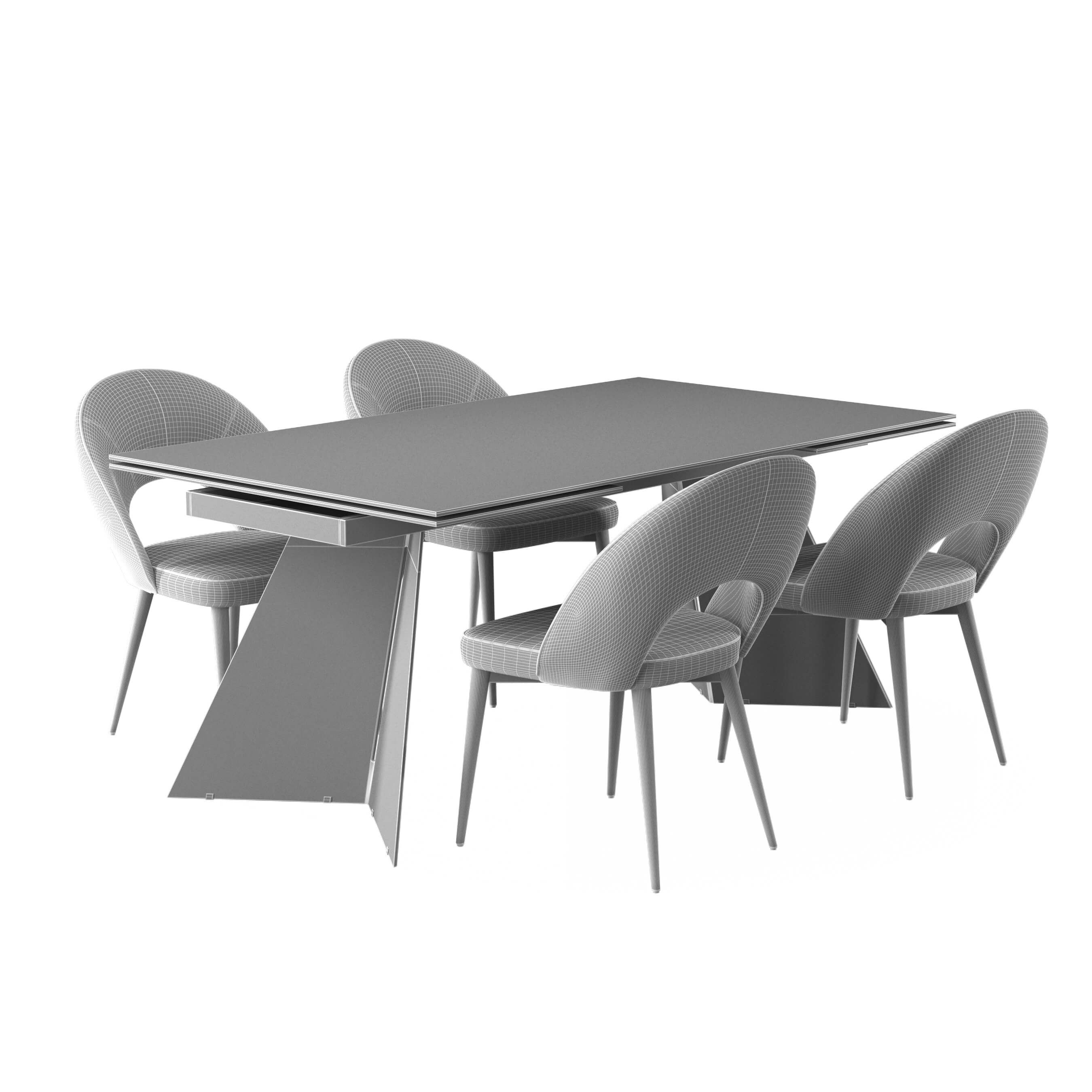 Modena Chairs With Dante Dining Table Paramus Megafurniture - 3D Model ...