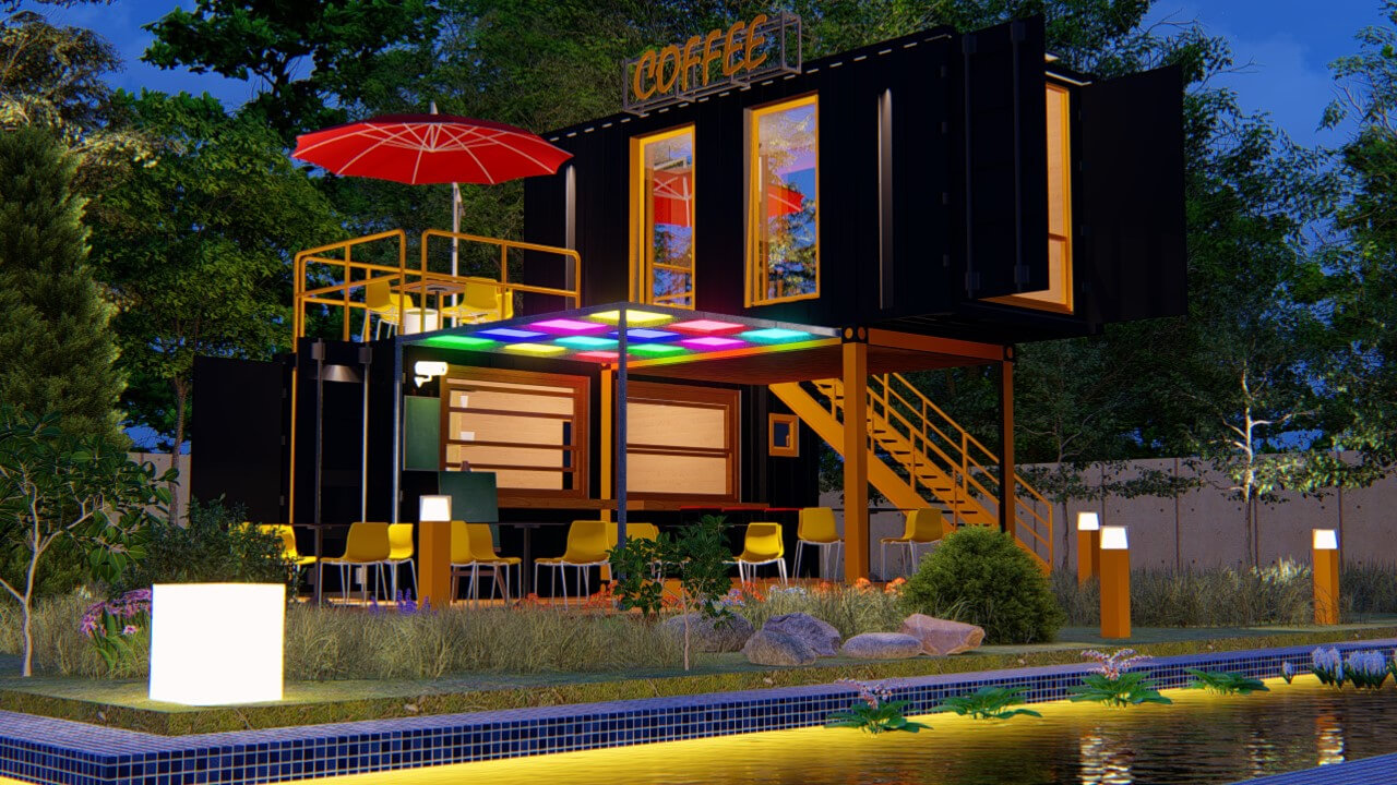 Modern Container Coffee Space - 3D Model by Architect Craft
