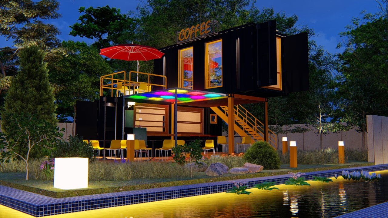 Modern Container Coffee Space - 3D Model by Architect Craft