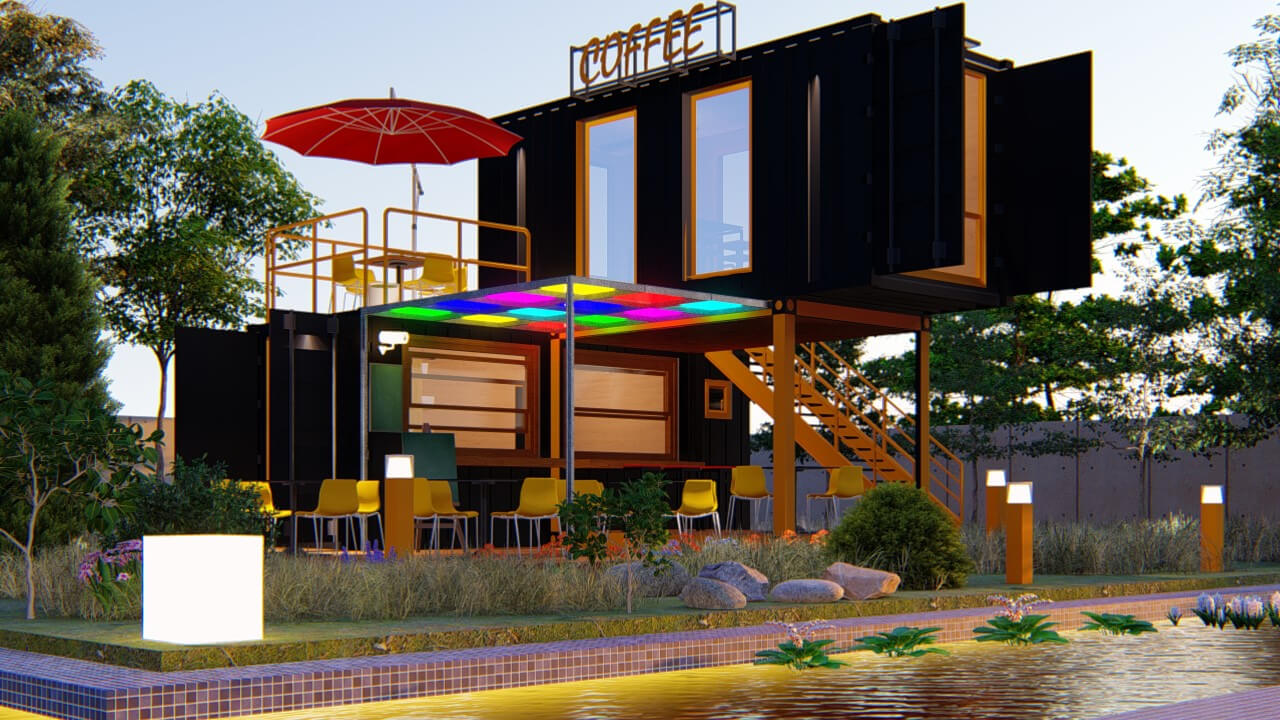 Modern Container Coffee Space - 3D Model by Architect Craft
