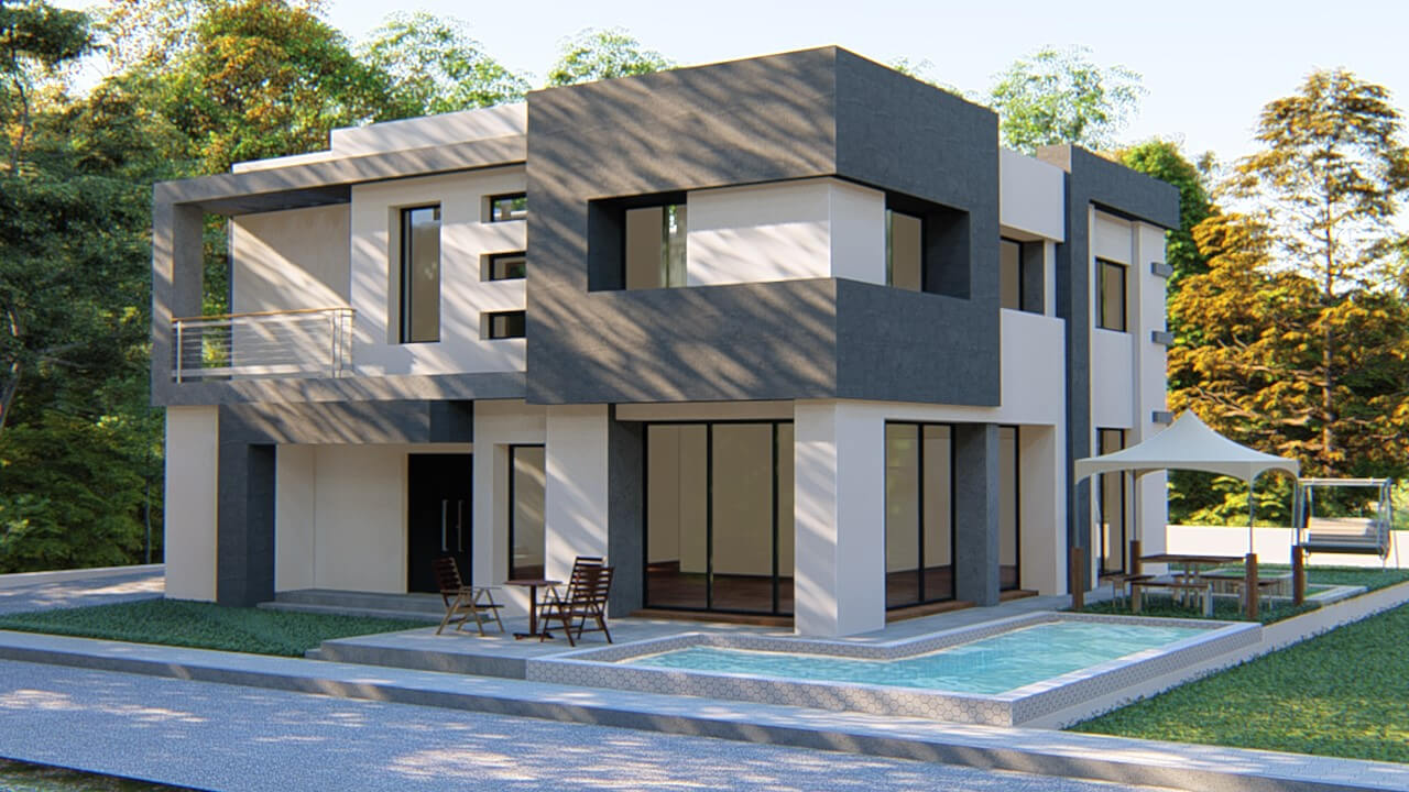 Contemporary Luxury Residence With Pool - 3D Model by Architect Craft