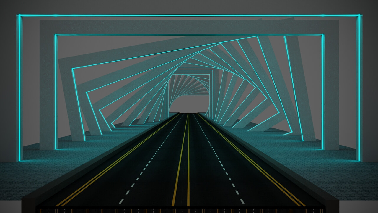 Futuristic Infinite Neon Road - 3D Model by Architect Craft