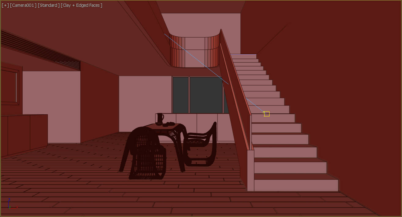 Modern Minimalist Interior Design With Wooden Staircase - 3D Model by ...