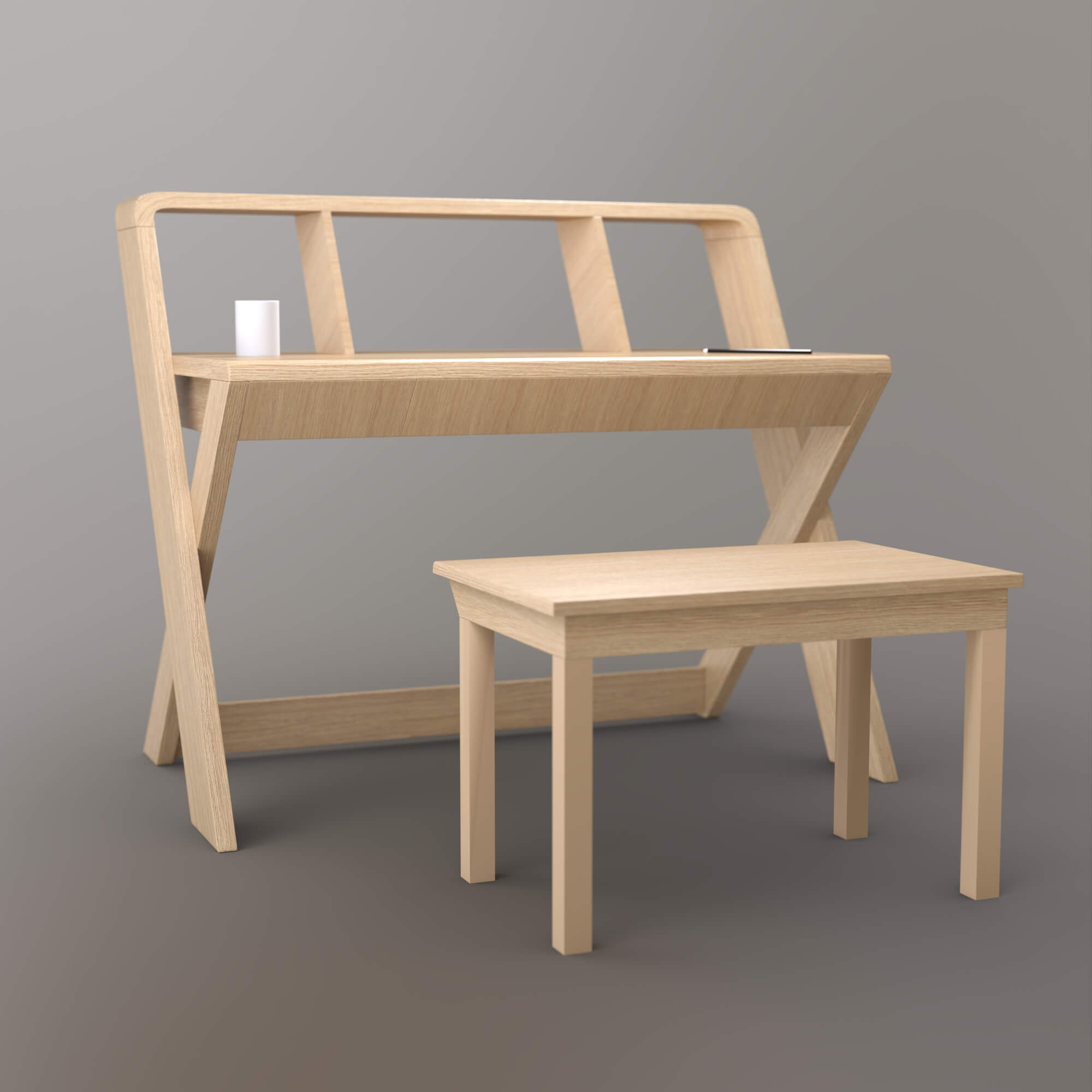 A3S Reading Table and Stool - Daz Content by Architect3DStudio