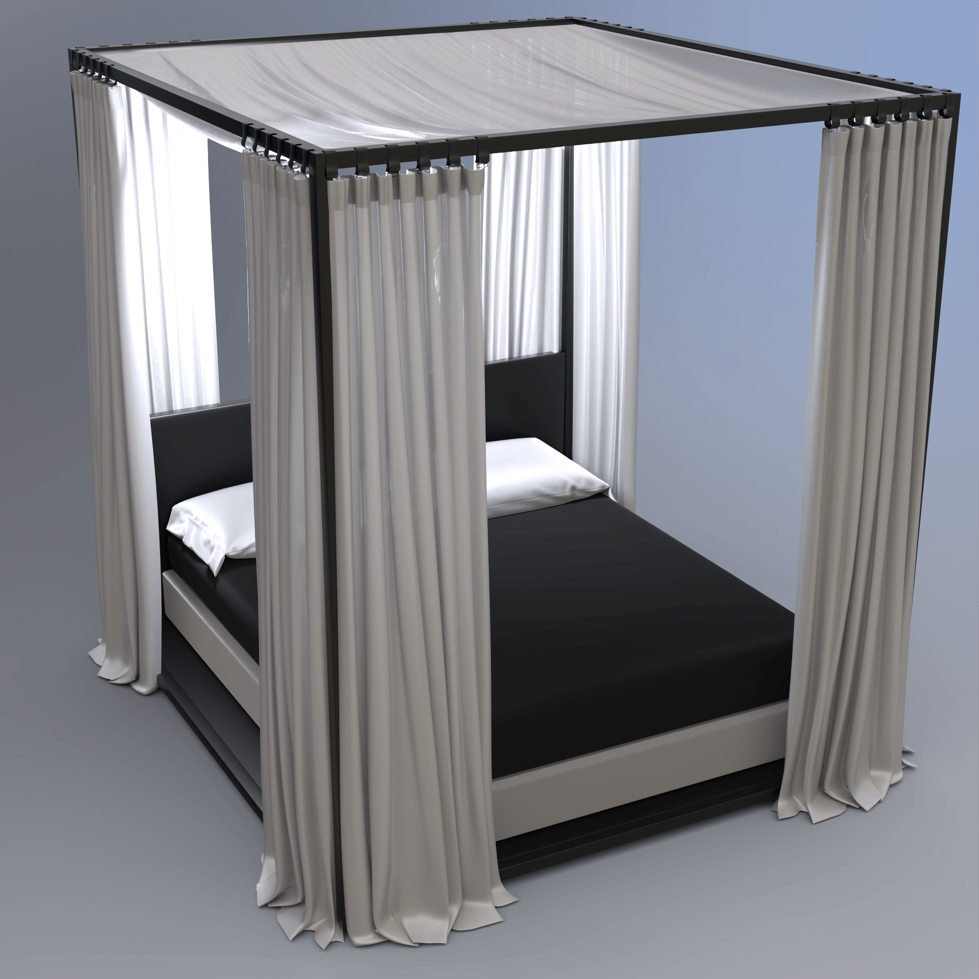 A3S Curtain Bed Model 3D Render, Digital Art by Architect3DStudio