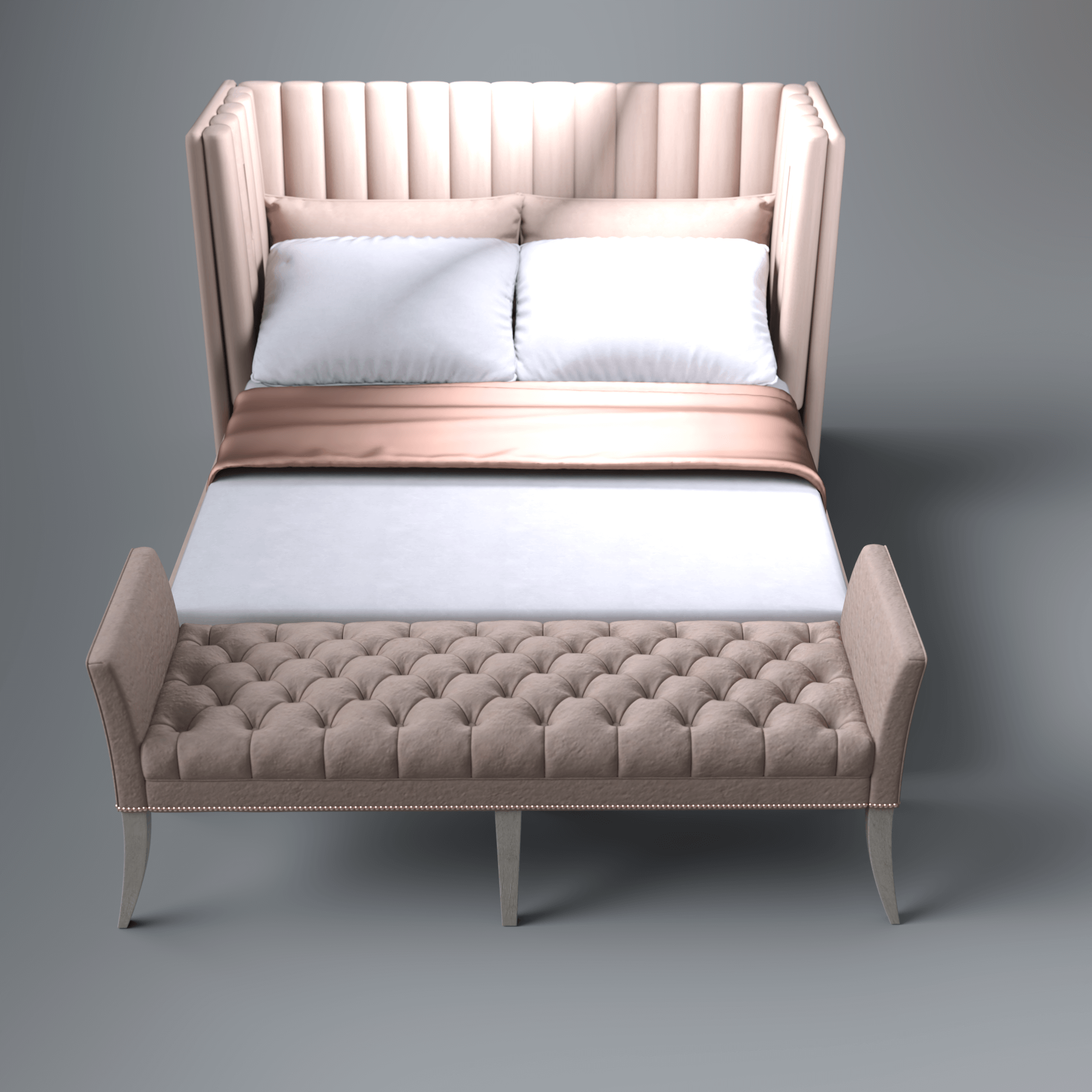 A3S H-Bed With Dewan 3D Render, Digital Art by Architect3DStudio