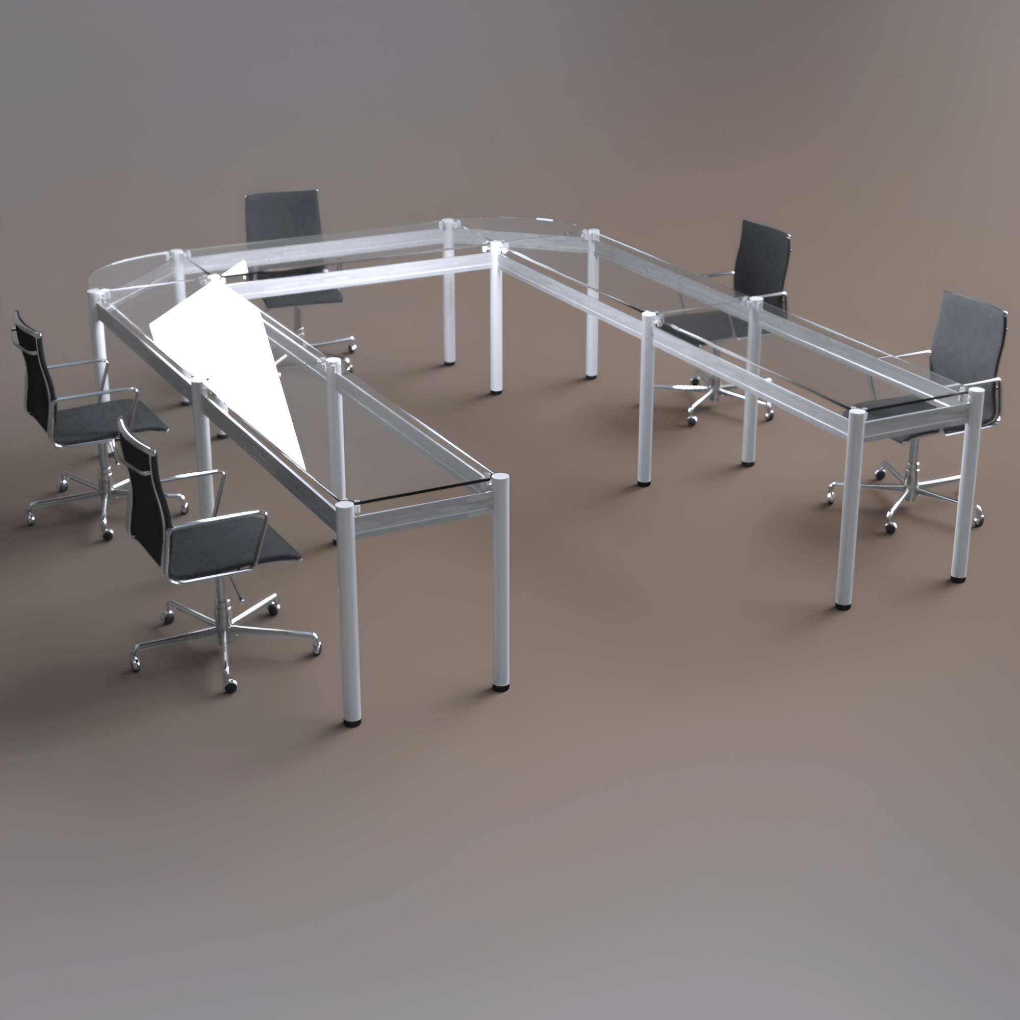 A3S H-Office Meeting Table 3D Render by Architect3DStudio