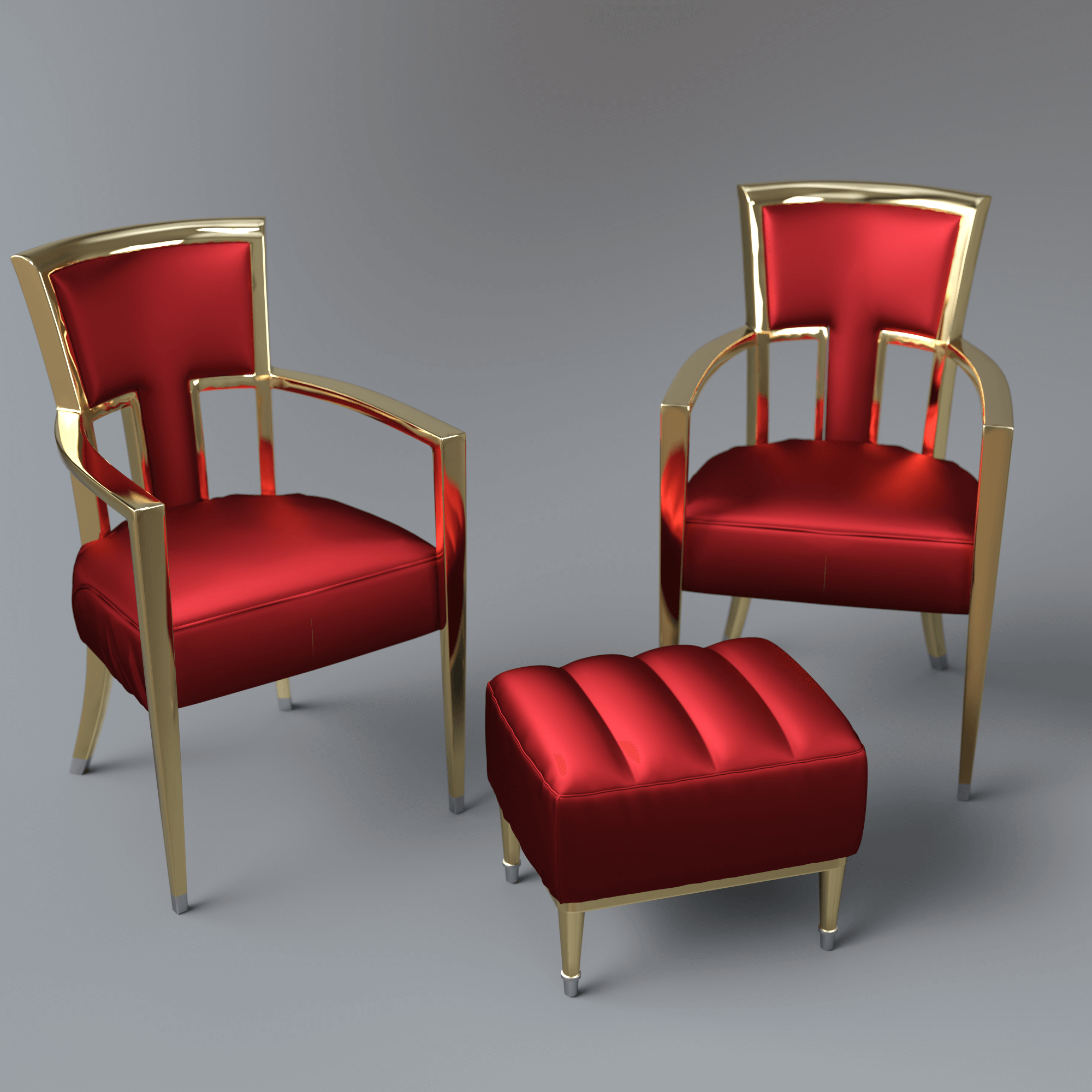 A3S H-Royal Pouf and Chair 3D Render by Architect3DStudio