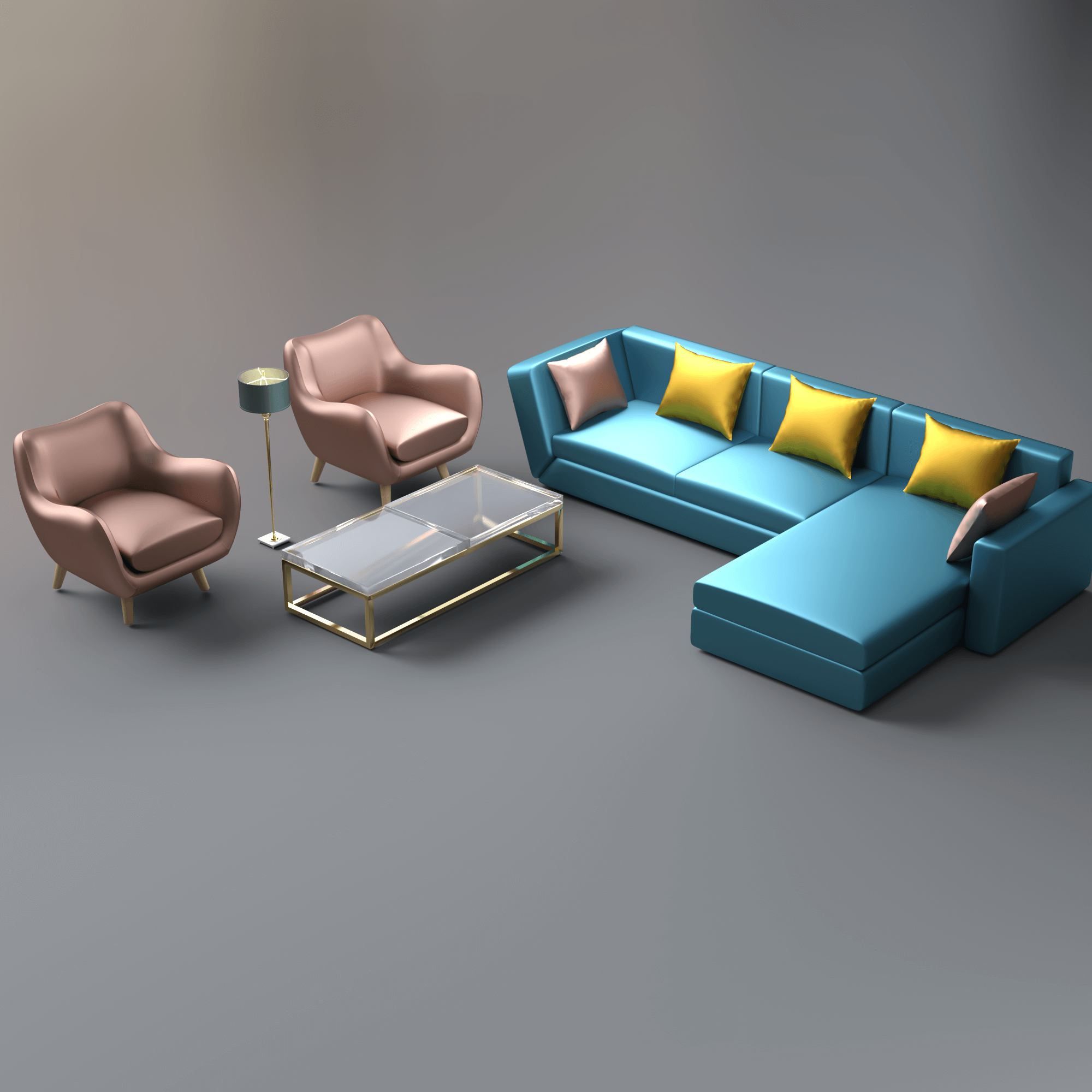 A3S H-Sofa and Chairs 3D Render, Digital Art by Architect3DStudio