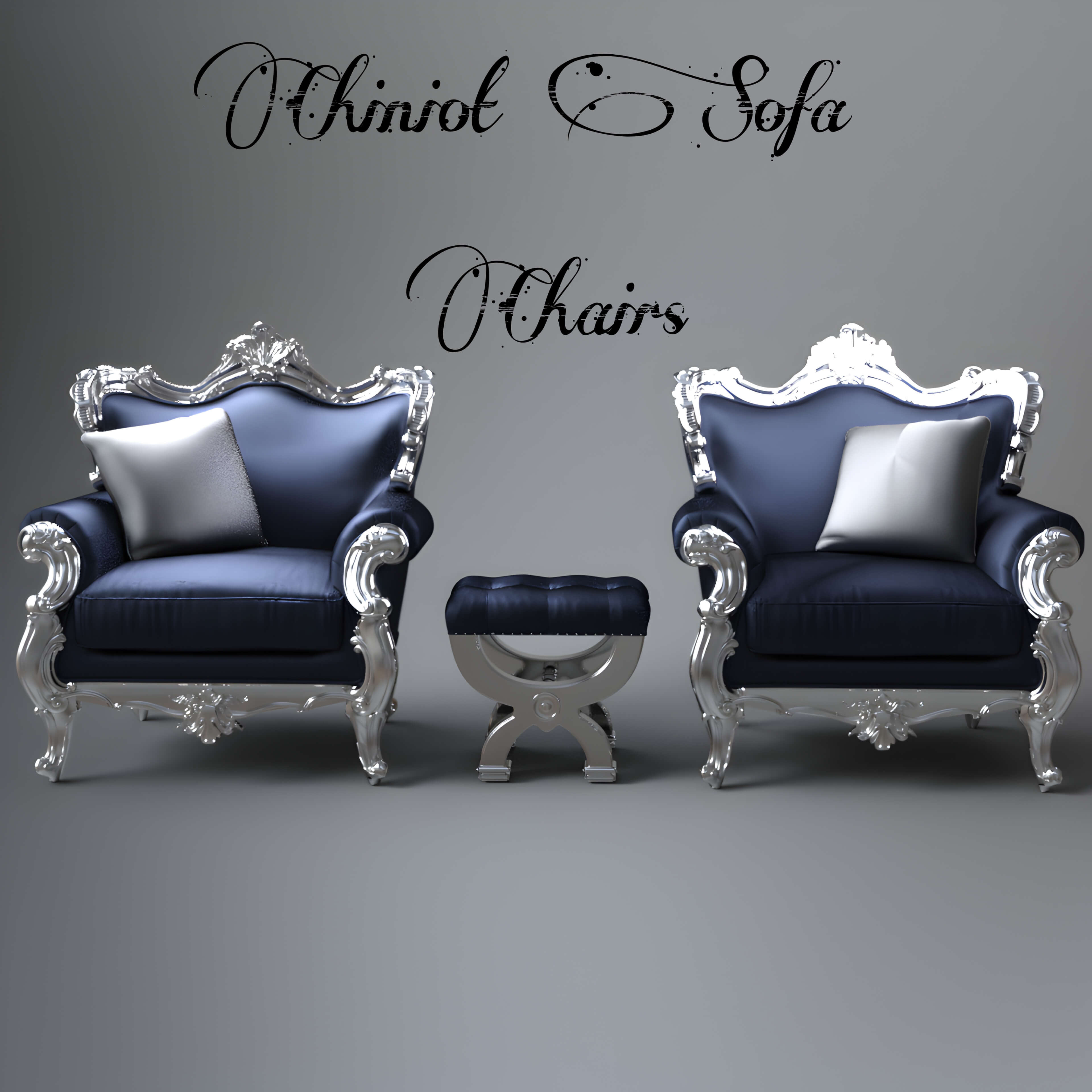 A3S H-Sofa Chairs with Stool 3D Render by Architect3DStudio