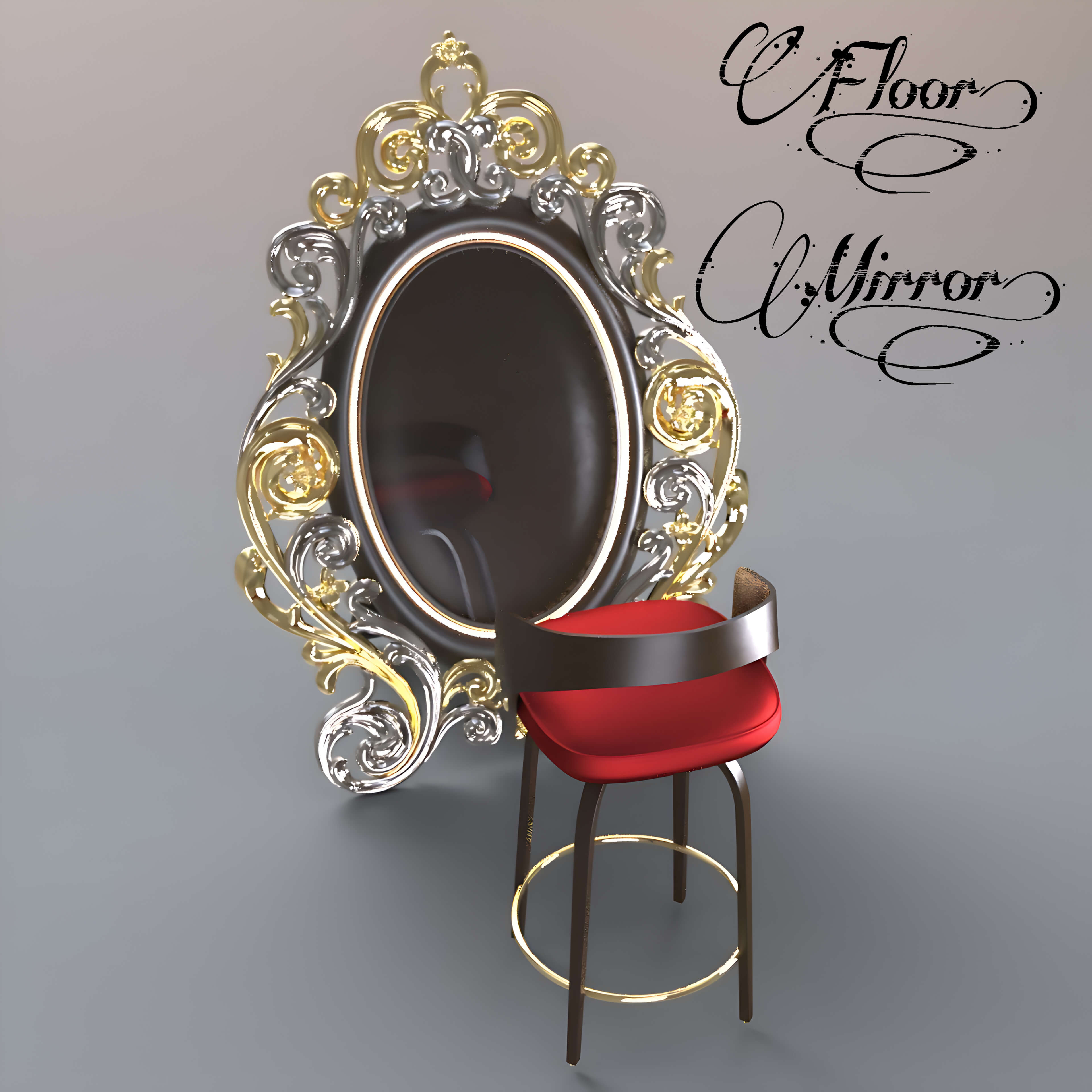 A3S P-Floor Mirror 3D Render, Digital Art by Architect3DStudio