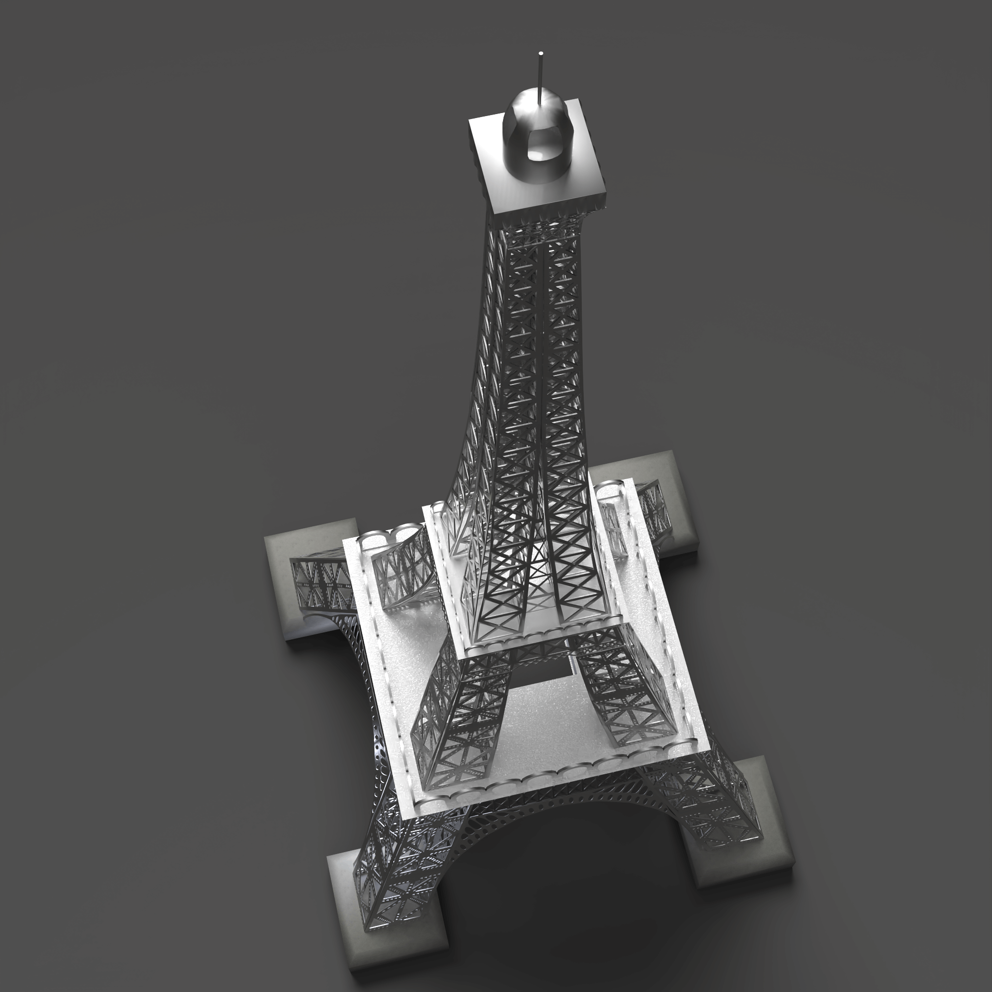 Eiffel Tower Basic 3D Render, Digital Art by Architect3DStudio