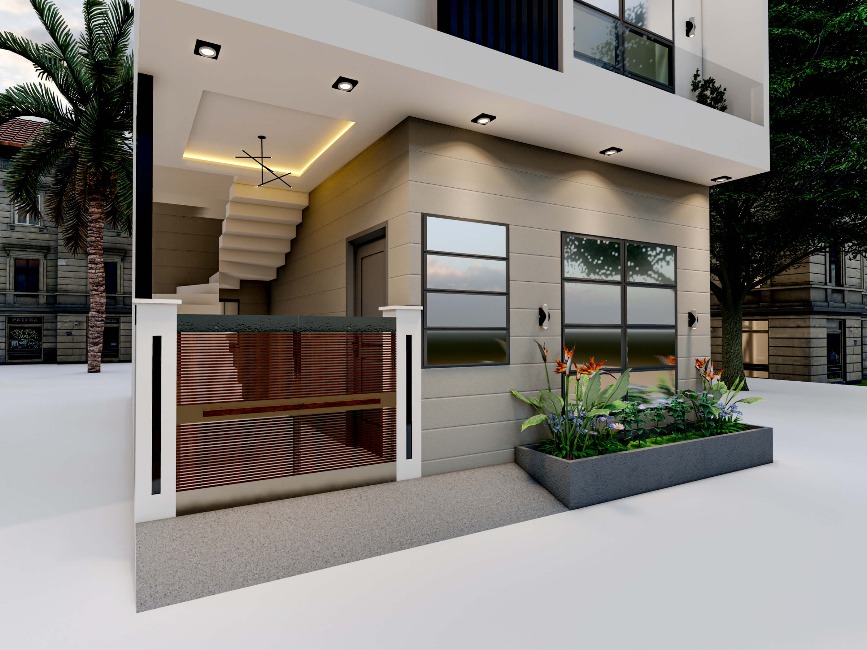 3d Front Elevation Of Houses 27x40 3D House Plan With Elevation