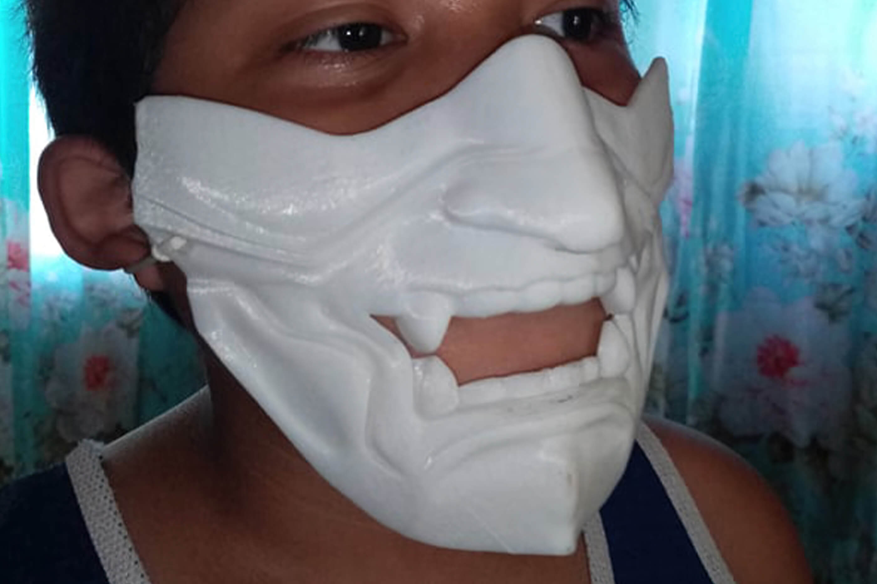 Japanese Samurai Mempo Half-Face Mask 3D Print Model by arnelmation3d