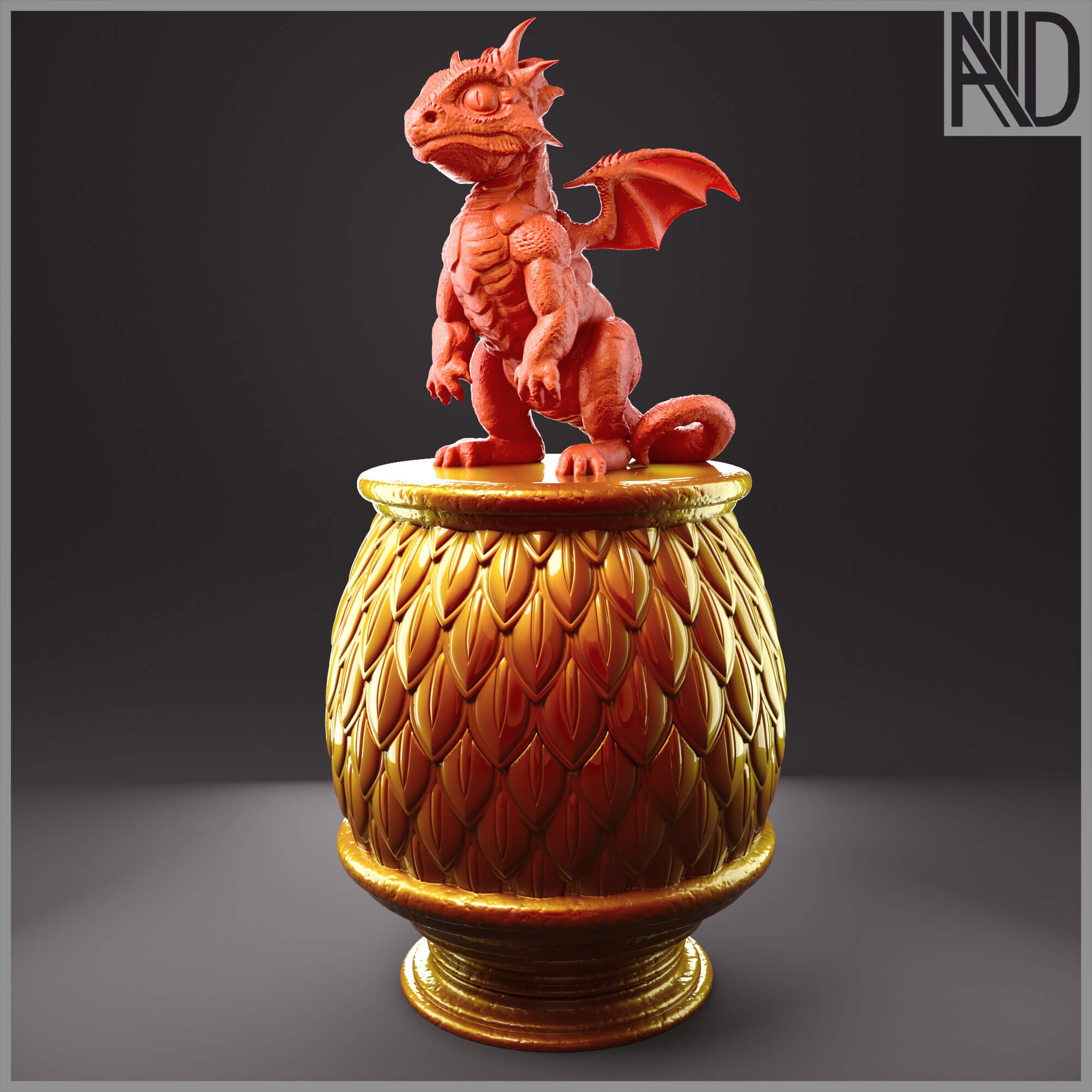 3D Printable. Box, Christmas Tree Ornament, Dragon V2 by Aronon