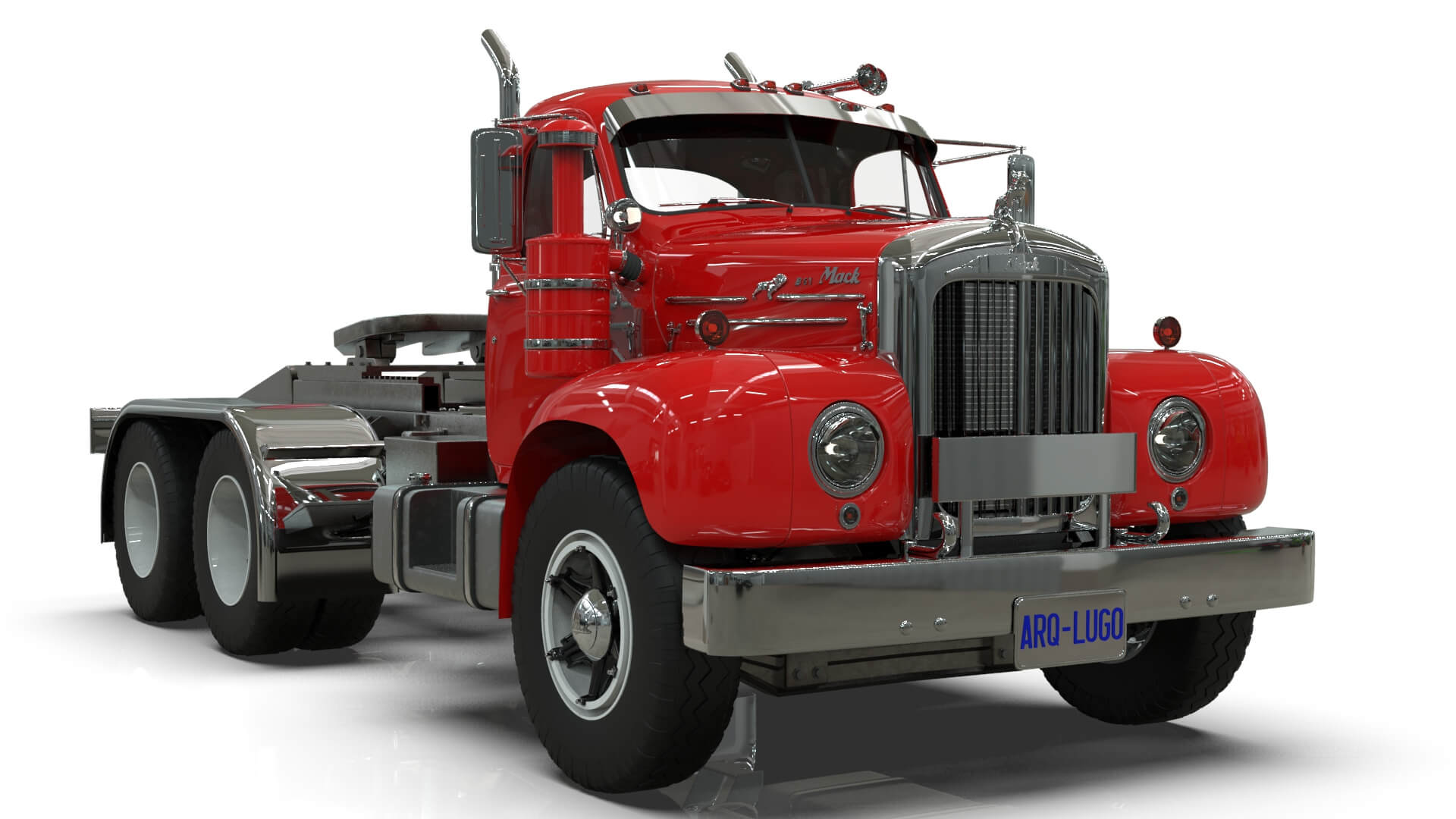 1958 Mack B61 Tandem Axle Truck 3D model by Arq_Lugo