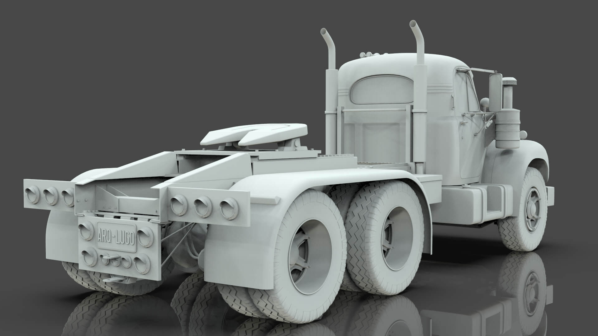 1958 Mack B61 Tandem Axle Truck 3D model by Arq_Lugo