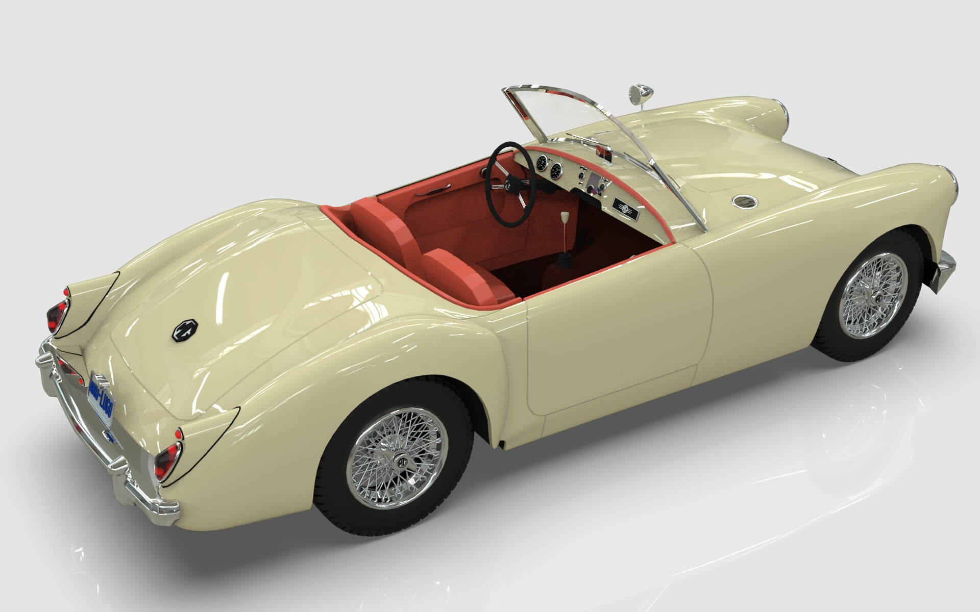 1961 MG Mga Roadster Low Poly 3D Model by Arq_Lugo