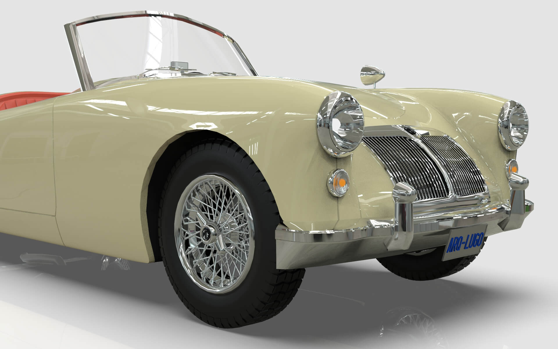 1961 MG Mga Roadster Low Poly 3D Model by Arq_Lugo
