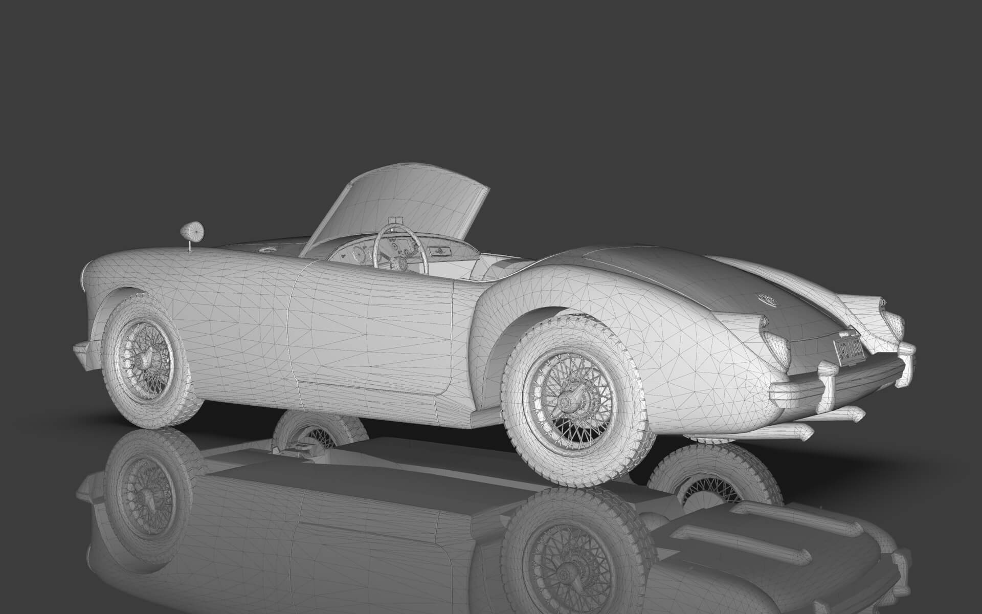 1961 MG Mga Roadster Low Poly 3D Model by Arq_Lugo