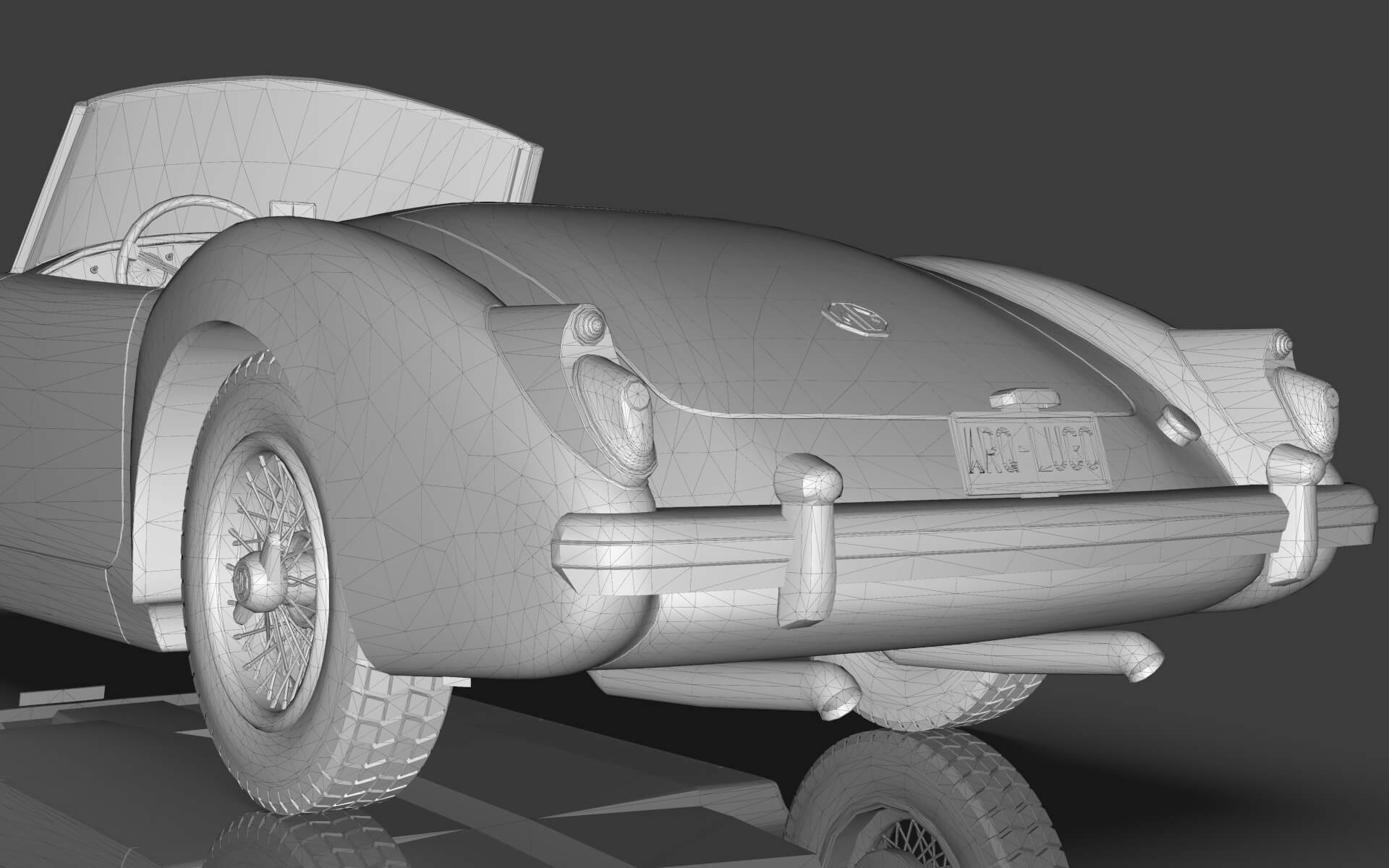 1961 MG Mga Roadster Low Poly 3D Model by Arq_Lugo