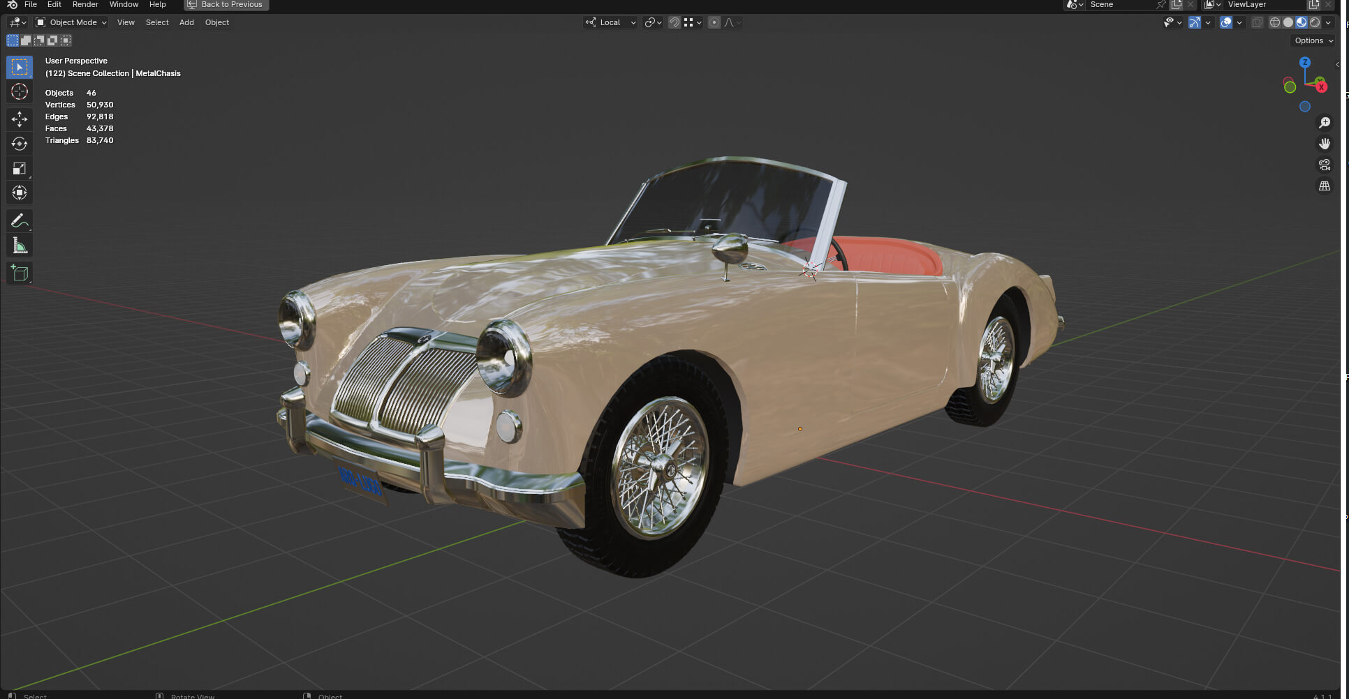 1961 MG Mga Roadster - 3D Model by Arq_Lugo