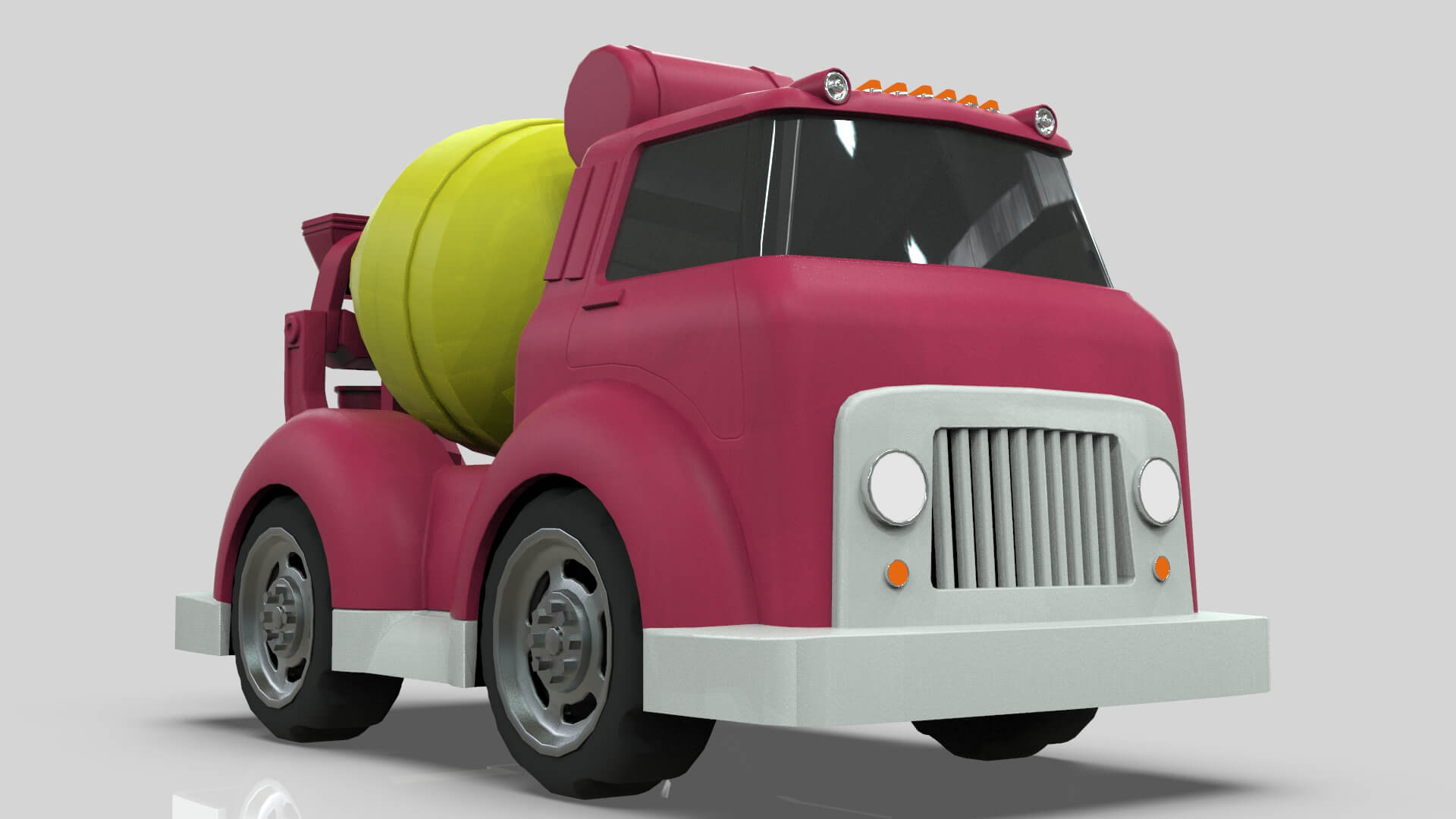 Cement Mixer Truck Cartoon Vehicle - 3D Model by Arq_Lugo