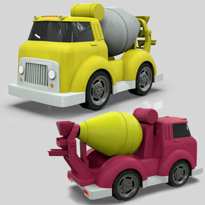 Cement Mixer Truck Cartoon Vehicle - 3D Model by Arq_Lugo