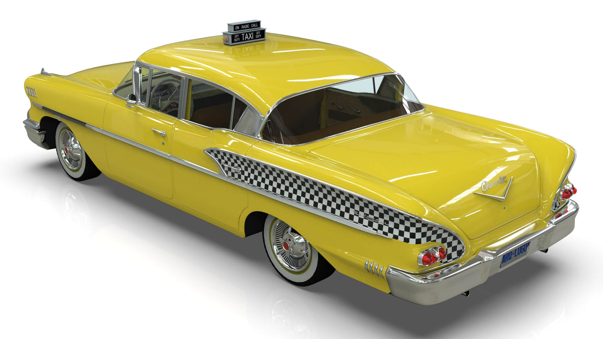 Chevrolet Belair Taxi Yellowcab 1958 - 3D Model by Arq_Lugo