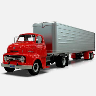 COE Semi Truck Single Axle Plus Box Trailer 3D Model by Arq_Lugo