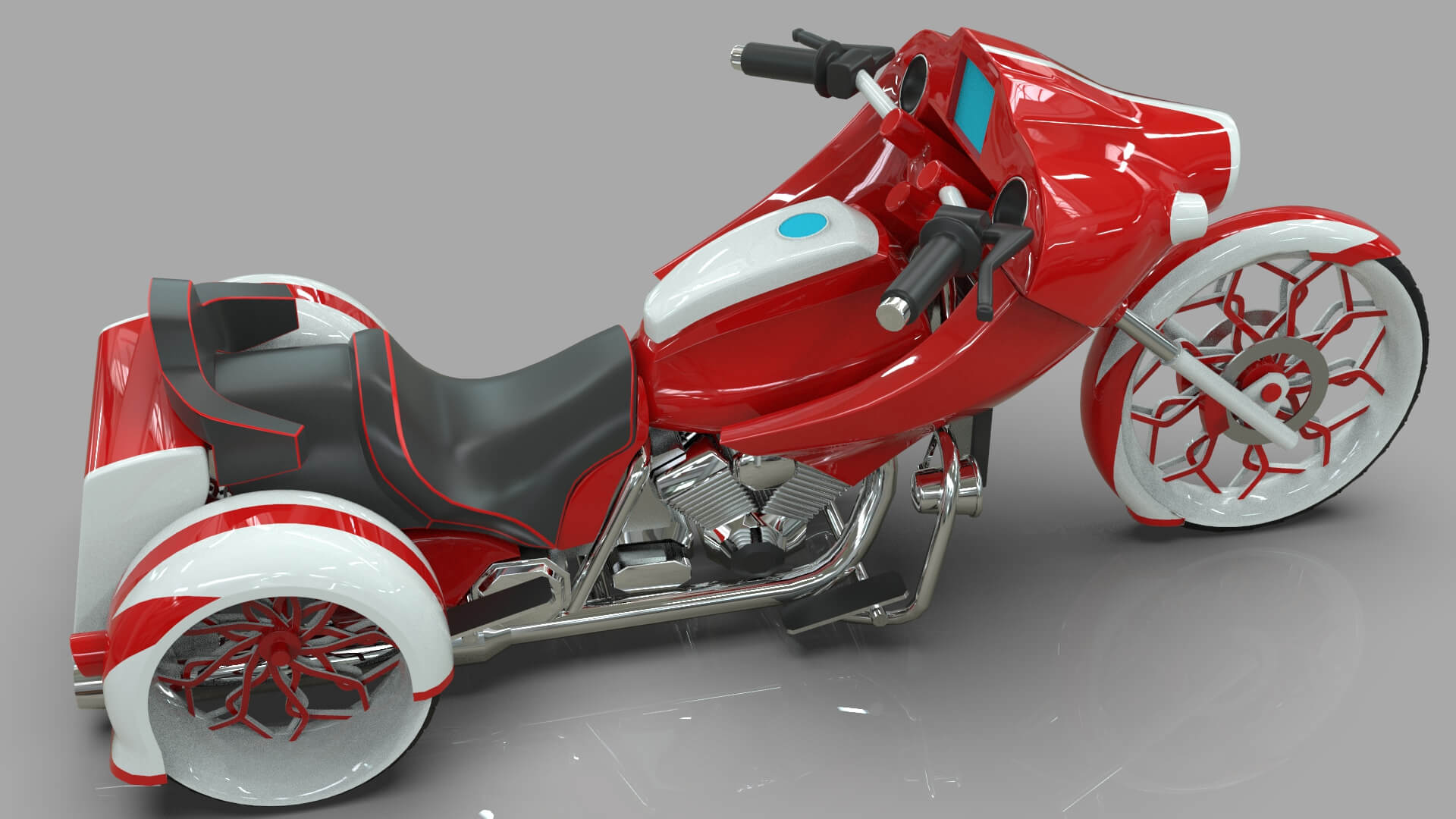 Conceptual Three Wheeled Motorcycle 3D Model by Arq_Lugo