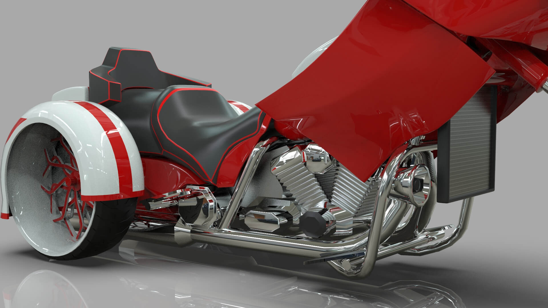 Conceptual Three Wheeled Motorcycle 3D Model by Arq_Lugo