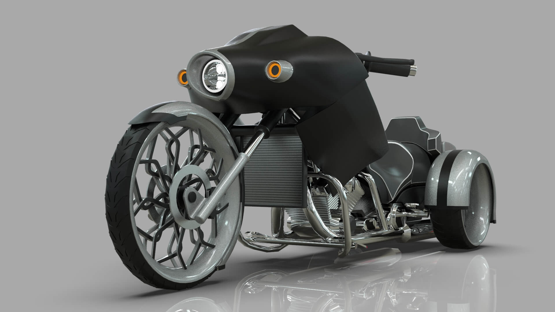 Conceptual Three Wheeled Motorcycle 3D Model by Arq_Lugo