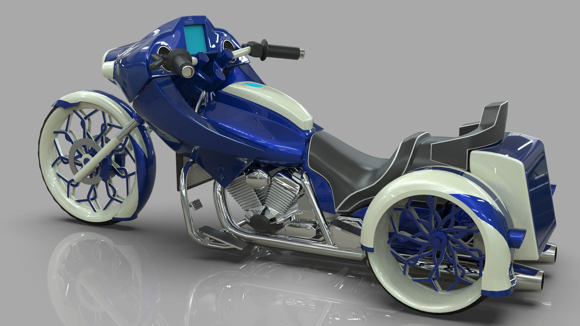 Conceptual Three Wheeled Motorcycle 3D Model by Arq_Lugo