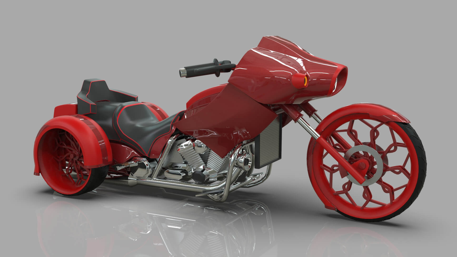 Conceptual Three Wheeled Motorcycle 3D Model by Arq_Lugo
