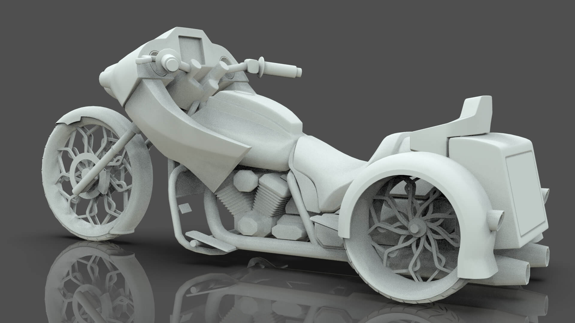 Conceptual Three Wheeled Motorcycle 3D Model by Arq_Lugo