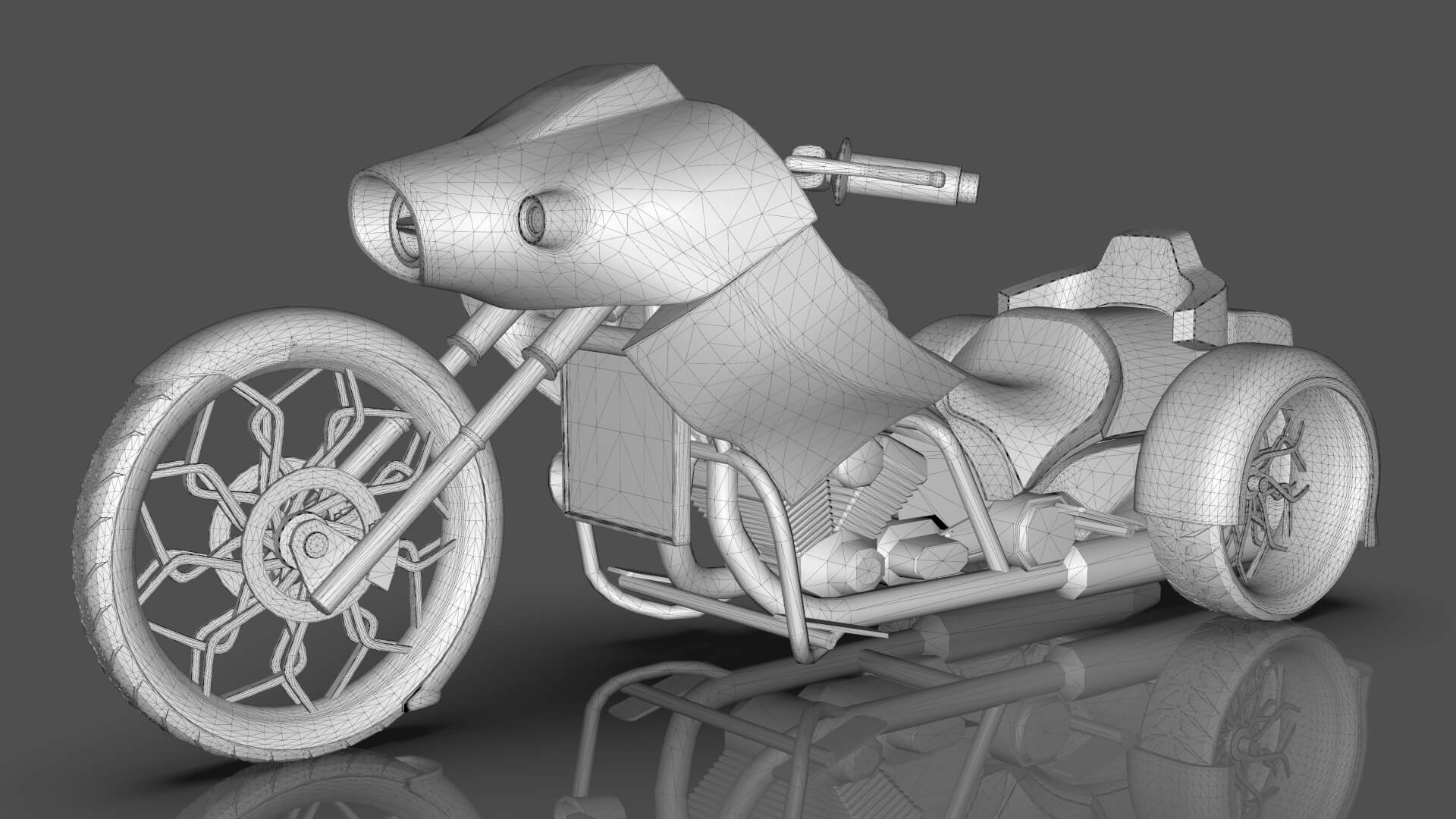 Conceptual Three Wheeled Motorcycle 3D Model by Arq_Lugo