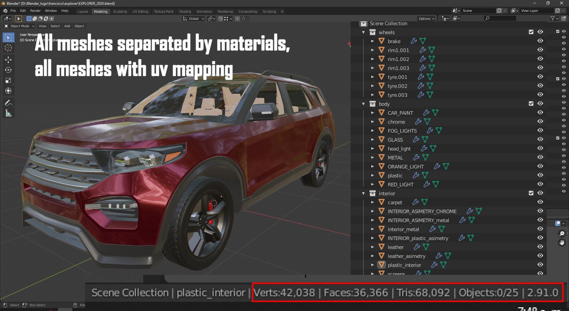 Ford Explorer 2020 (Low Poly) - 3D Model by Arq_Lugo
