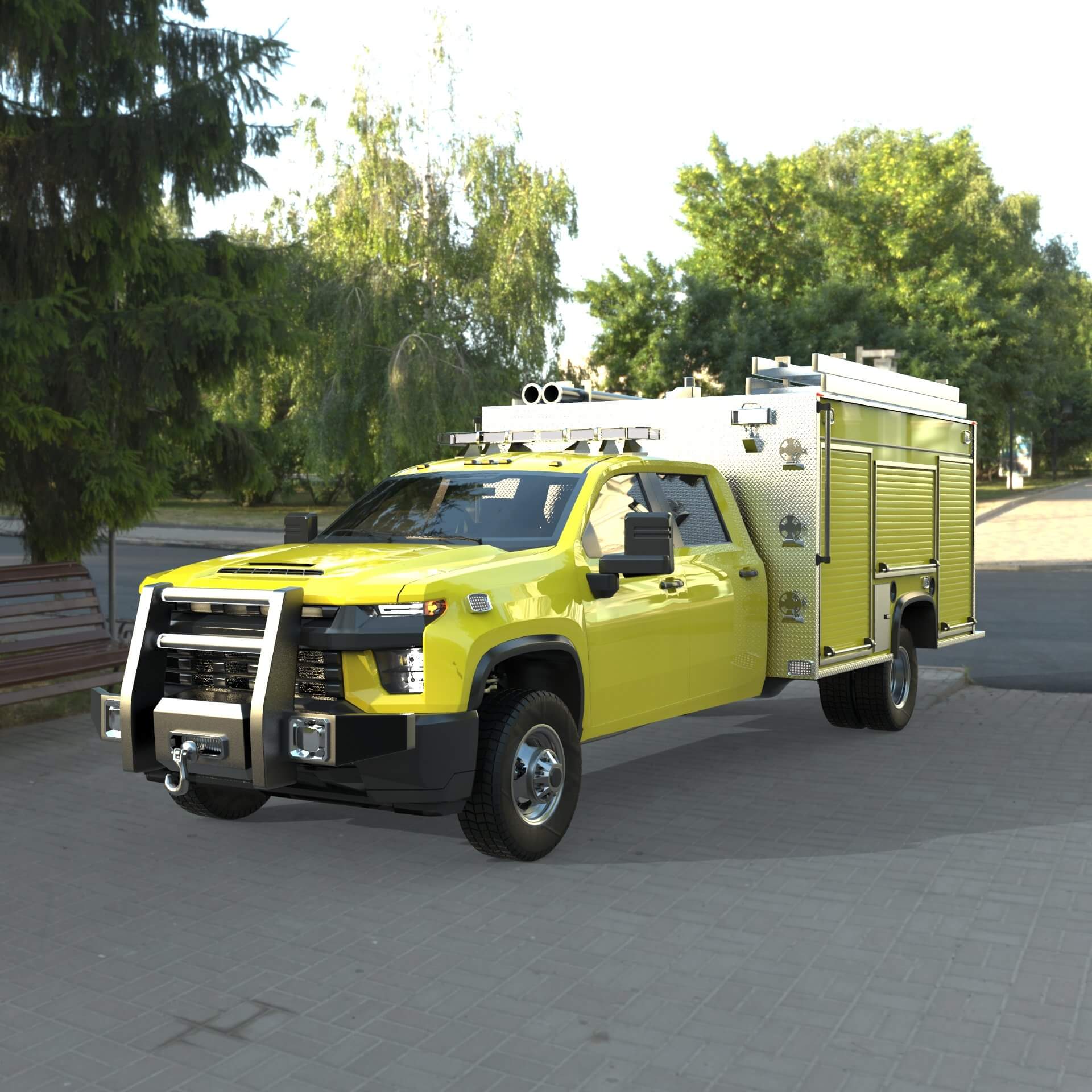 Silverado 3500 HD Fire Truck Crewcab 2021 - 3D Model by Arq_Lugo