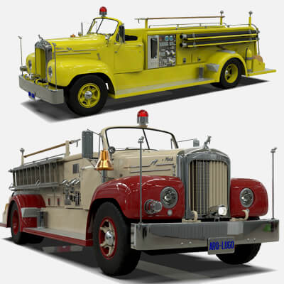 Mack B6 Open-Top Firetruck 1958 3D Model by Arq_Lugo