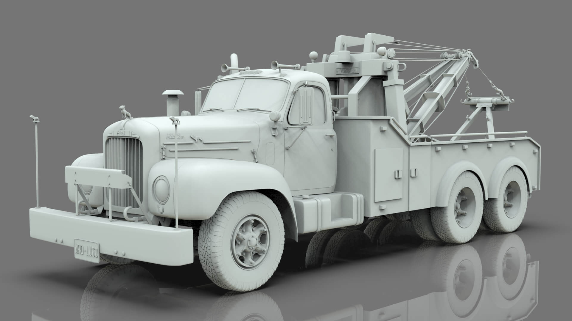 Mack Model B Wrecker 3D Model Holmes 850 with Camelback by Arq_Lugo