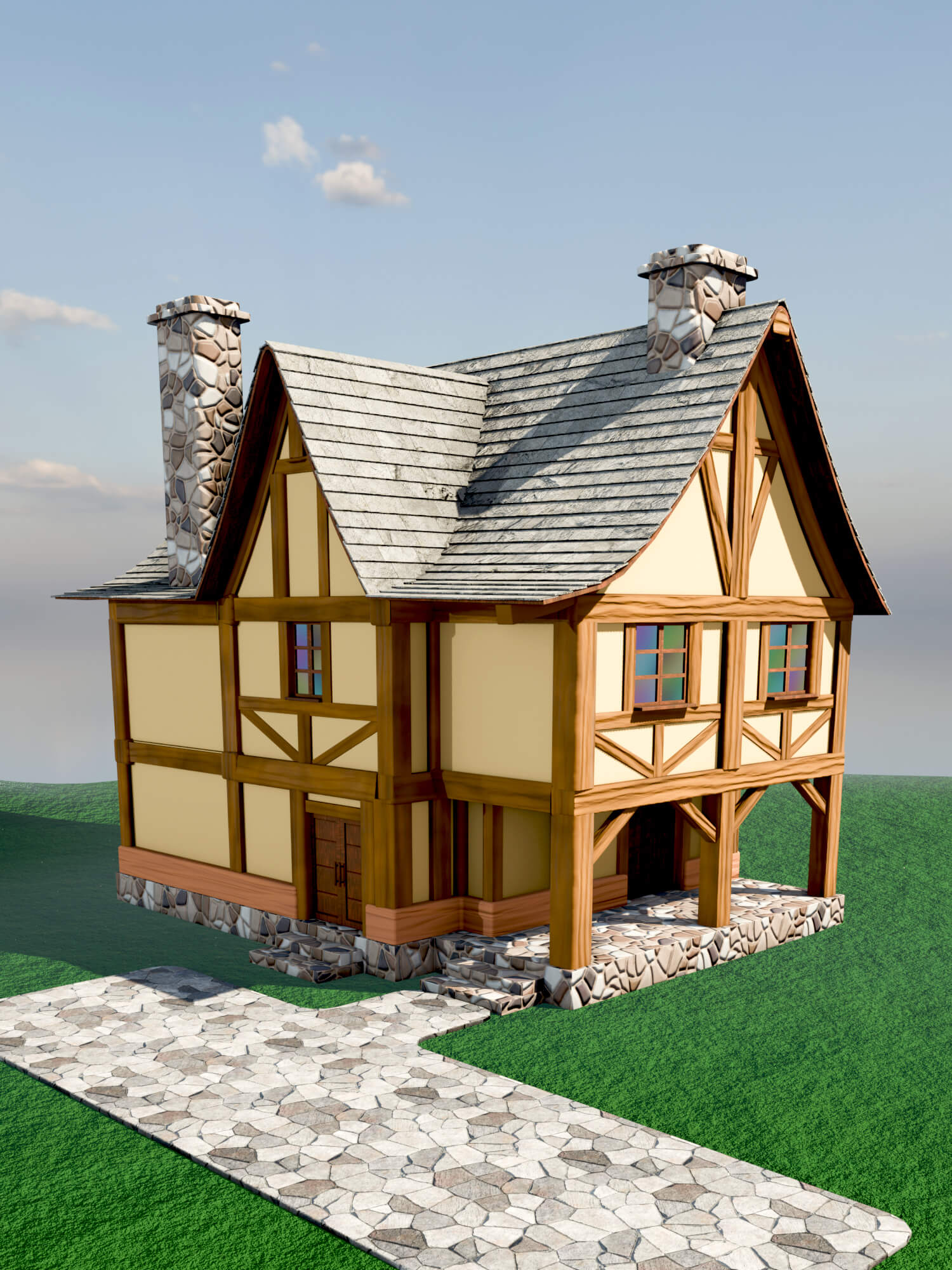 Medieval House Low Poly - 3D Model by Arq_Lugo
