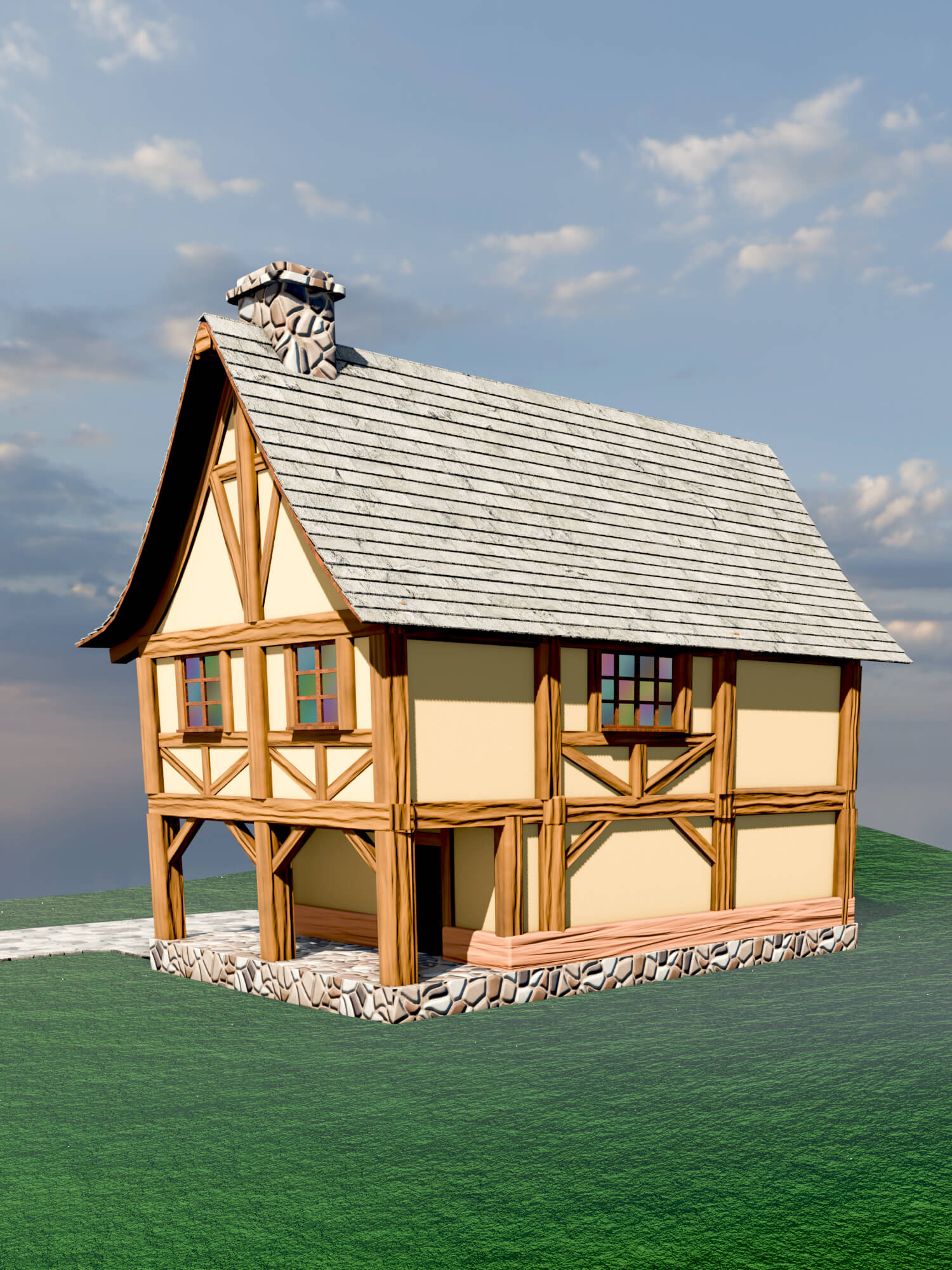 Medieval House Low Poly - 3D Model by Arq_Lugo