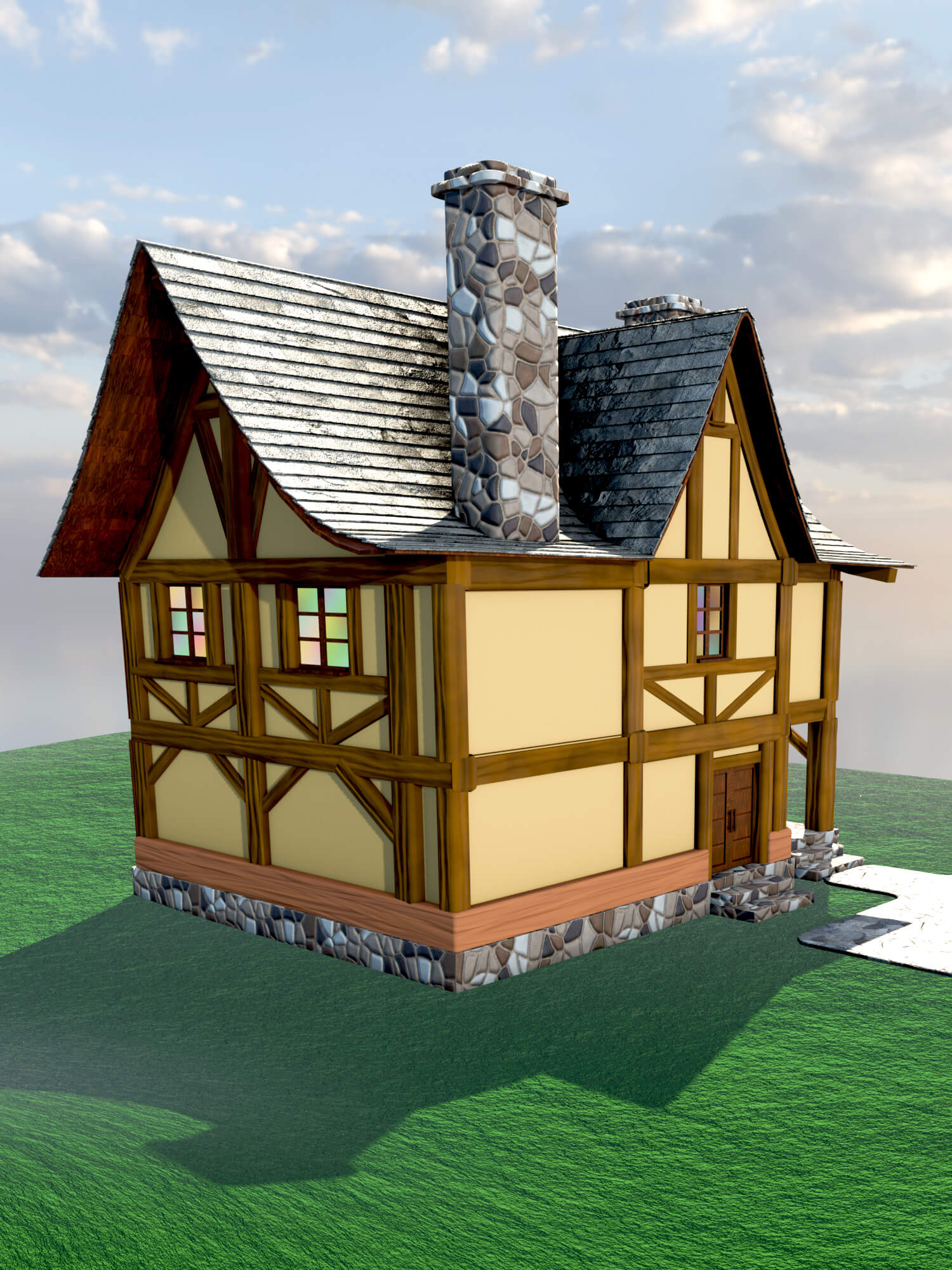 Medieval House Low Poly - 3D Model by Arq_Lugo