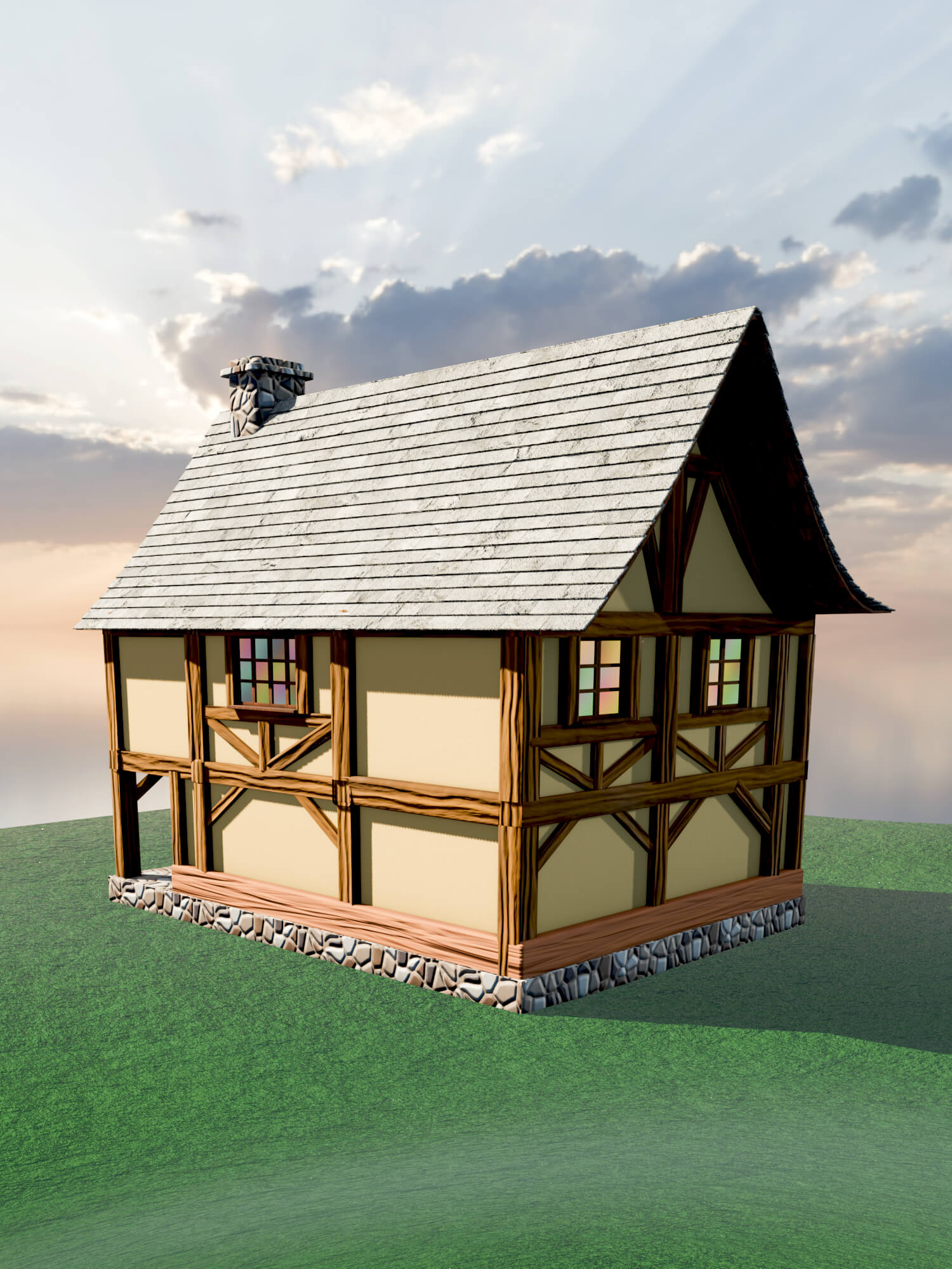 Medieval House Low Poly - 3D Model by Arq_Lugo
