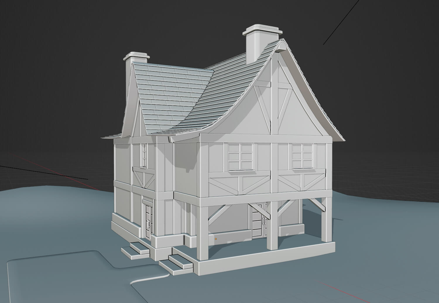 Medieval House Low Poly - 3D Model by Arq_Lugo