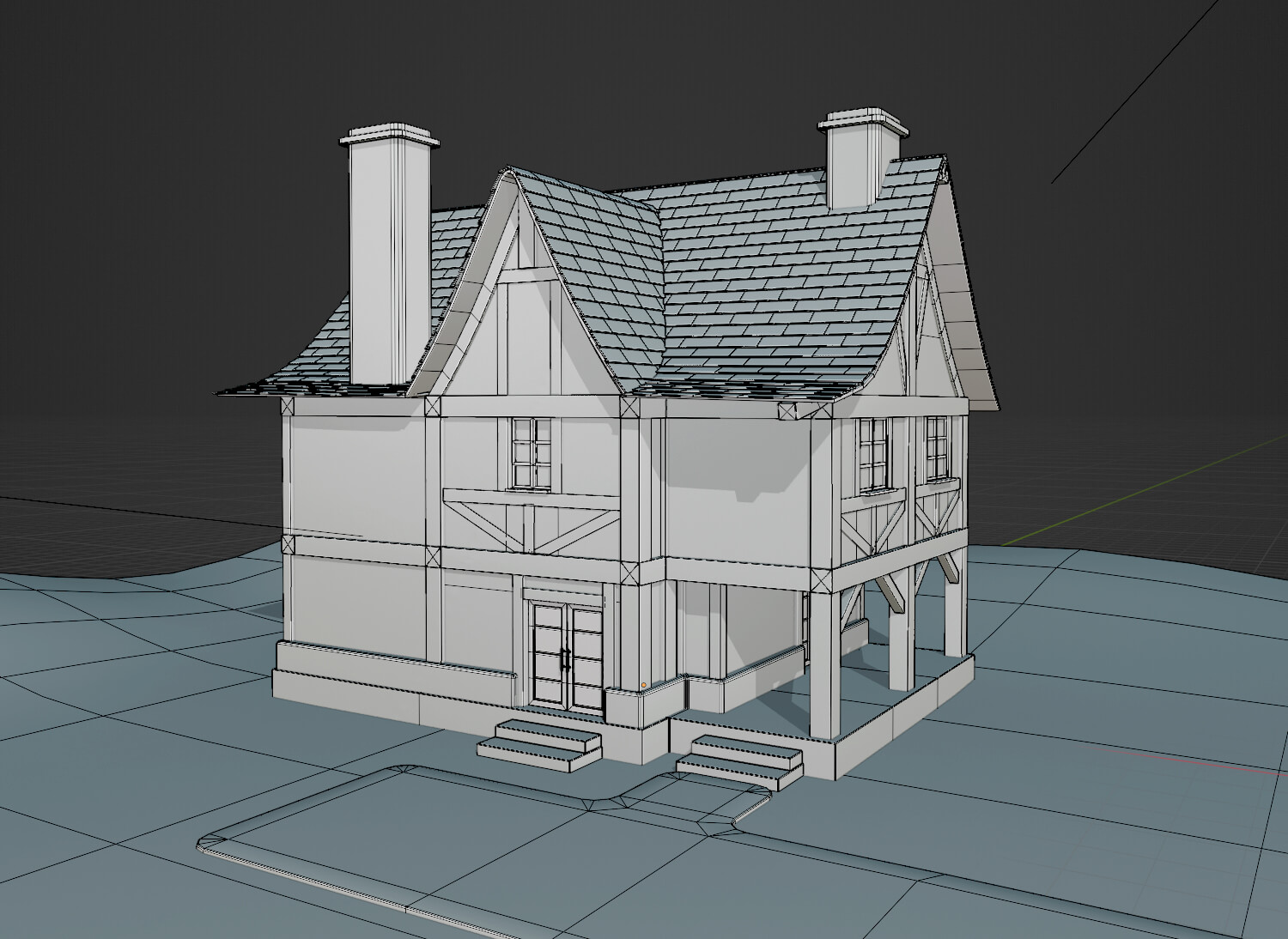 Medieval House Low Poly - 3D Model by Arq_Lugo
