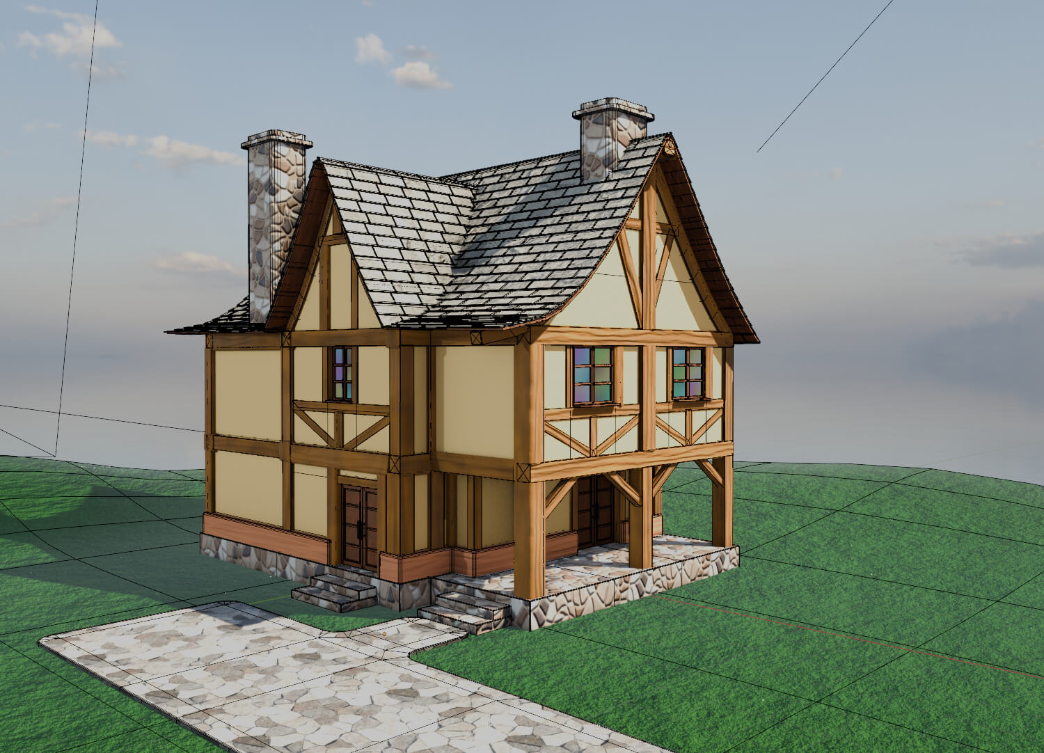 Medieval House Low Poly - 3D Model by Arq_Lugo