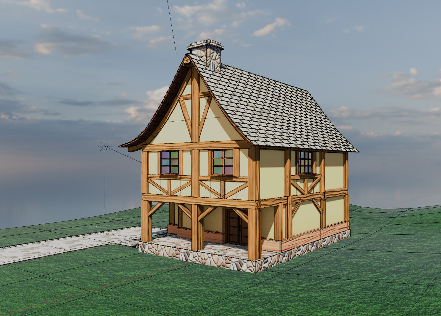 Medieval House Low Poly - 3D Model by Arq_Lugo