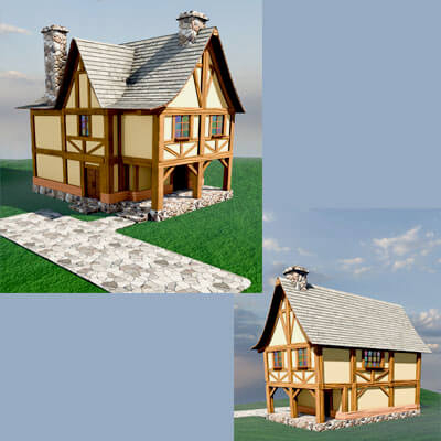 Medieval House Low Poly - 3D Model by Arq_Lugo